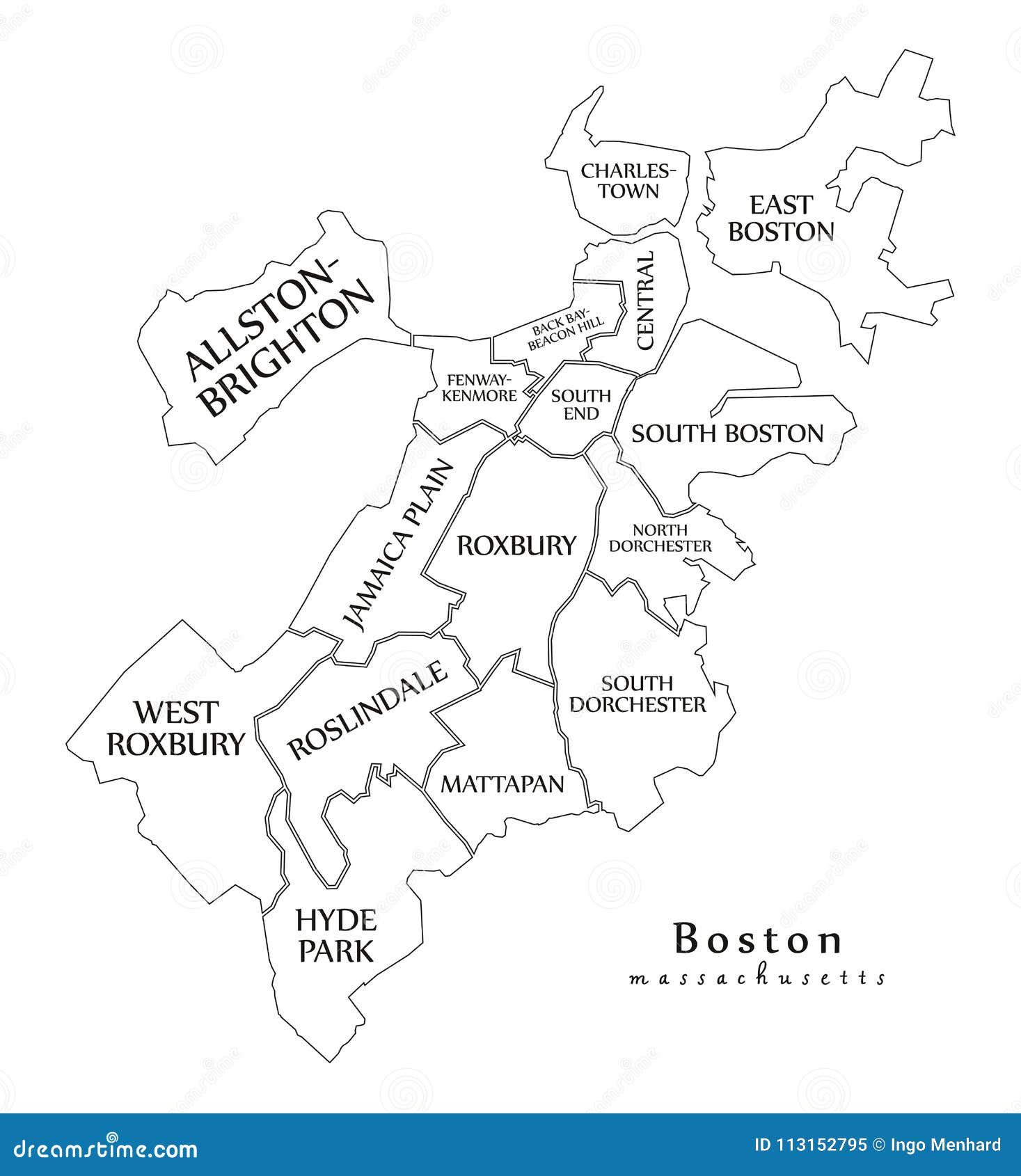 Mapa Moderno De La Ciudad - Ciudad De Boston Massachusetts De Los E.E.U ...