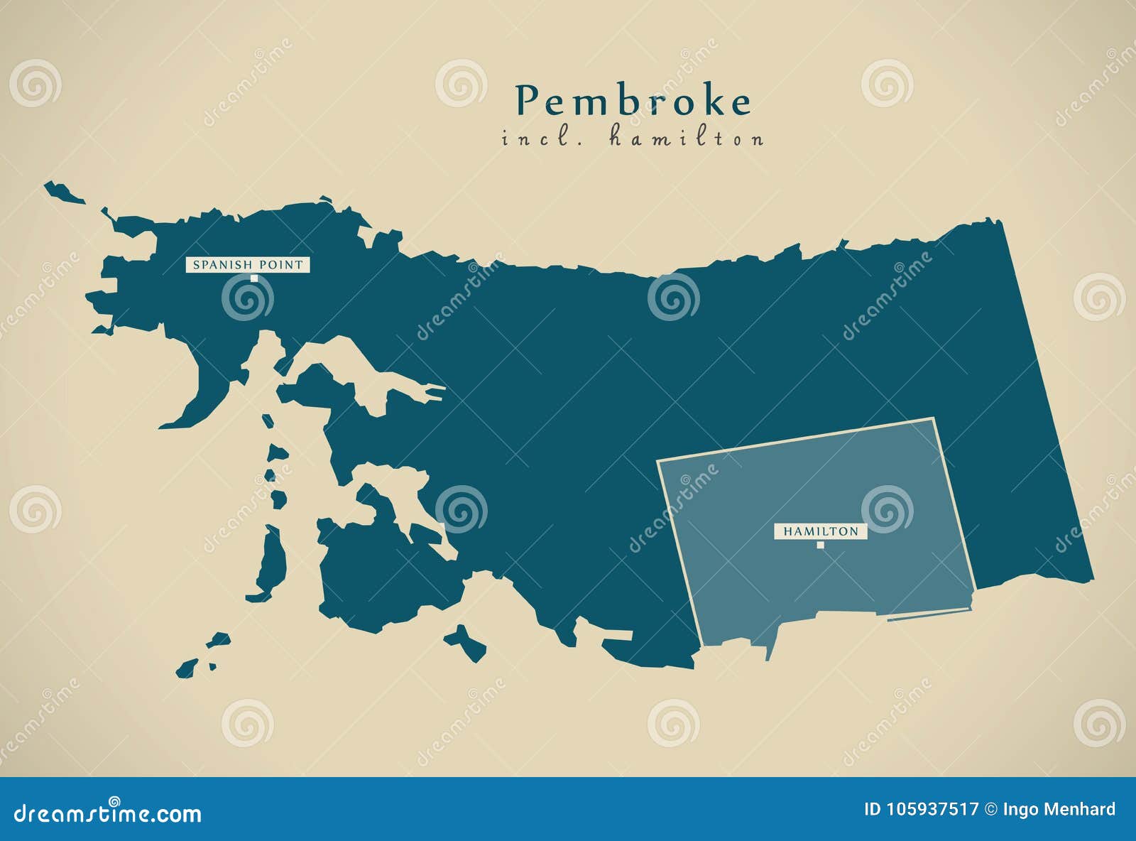 Mapa Moderno - Pembroke Incluyendo BM De Hamilton Stock de ilustración ...
