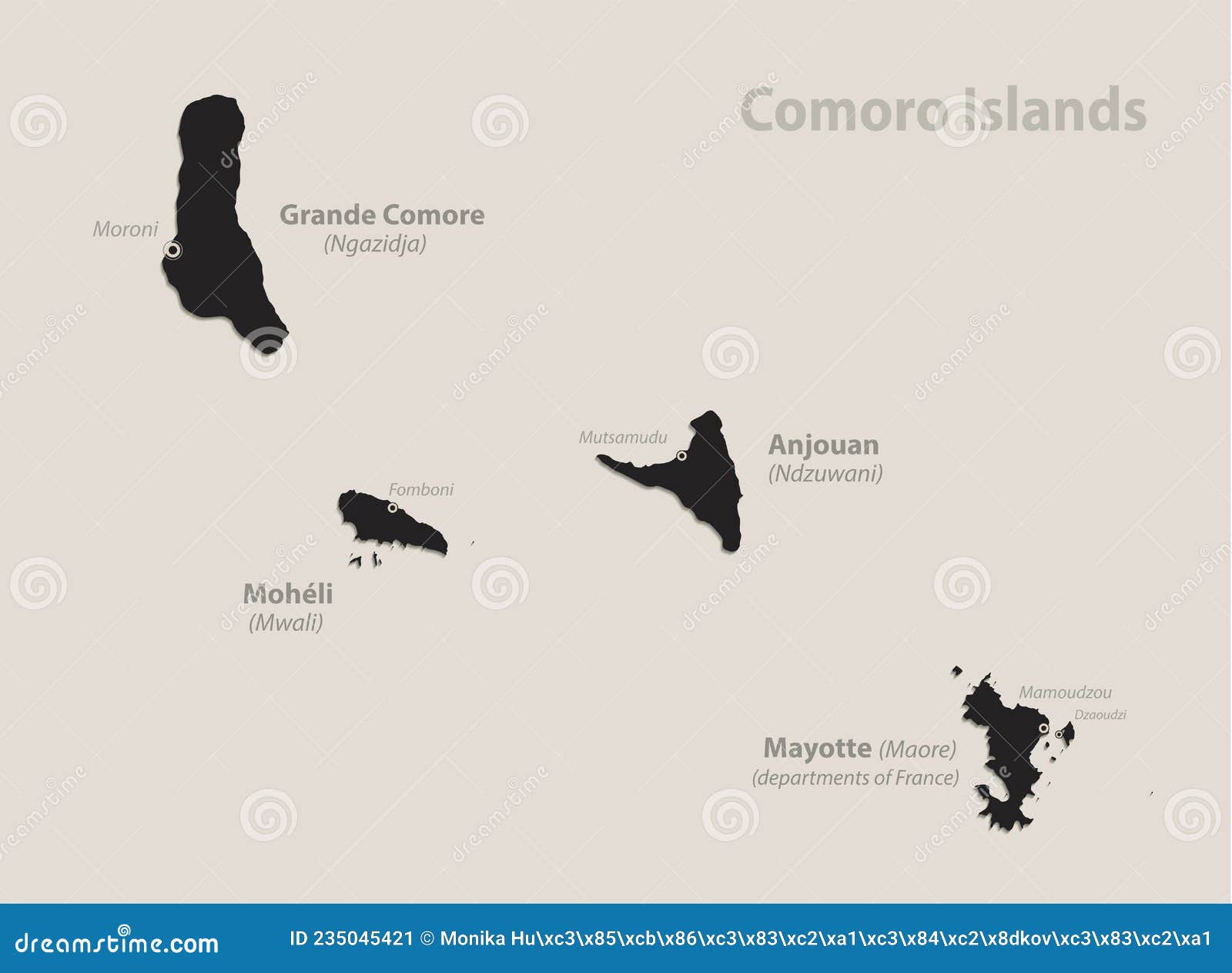 Mapa Negro Das Ilhas Comoro Com Nomes Design Blackboard Ilustração do ...