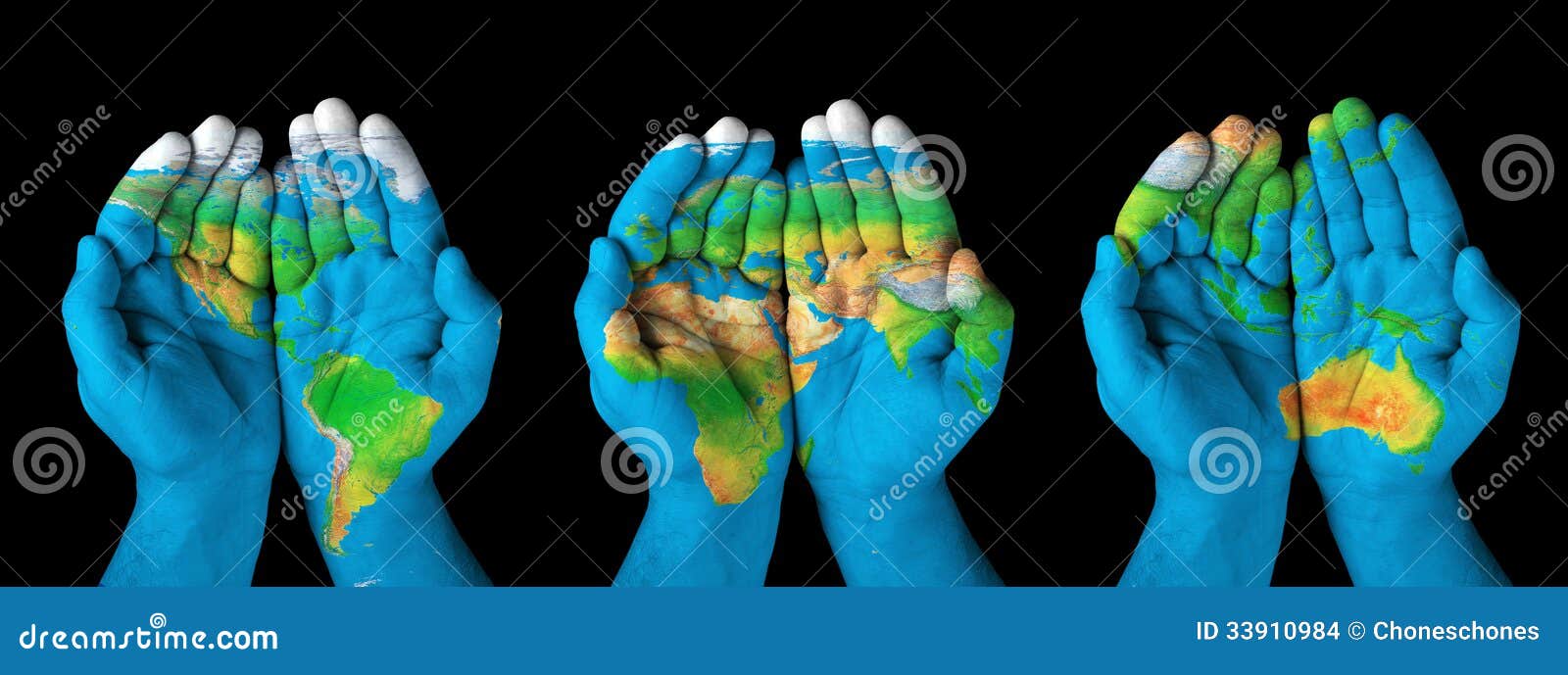 Mapa pintado en las manos stock de ilustración. Ilustración de ...