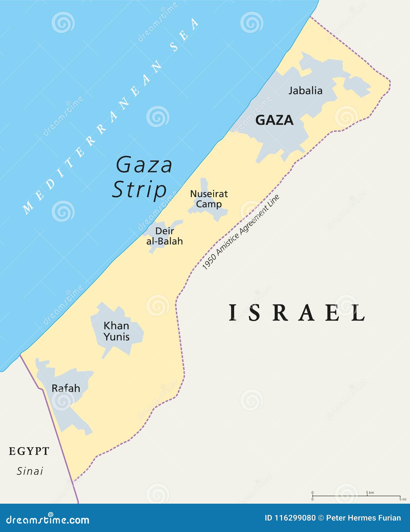 Mapa Político Da Faixa De Gaza Ilustração do Vetor - Ilustração de ...