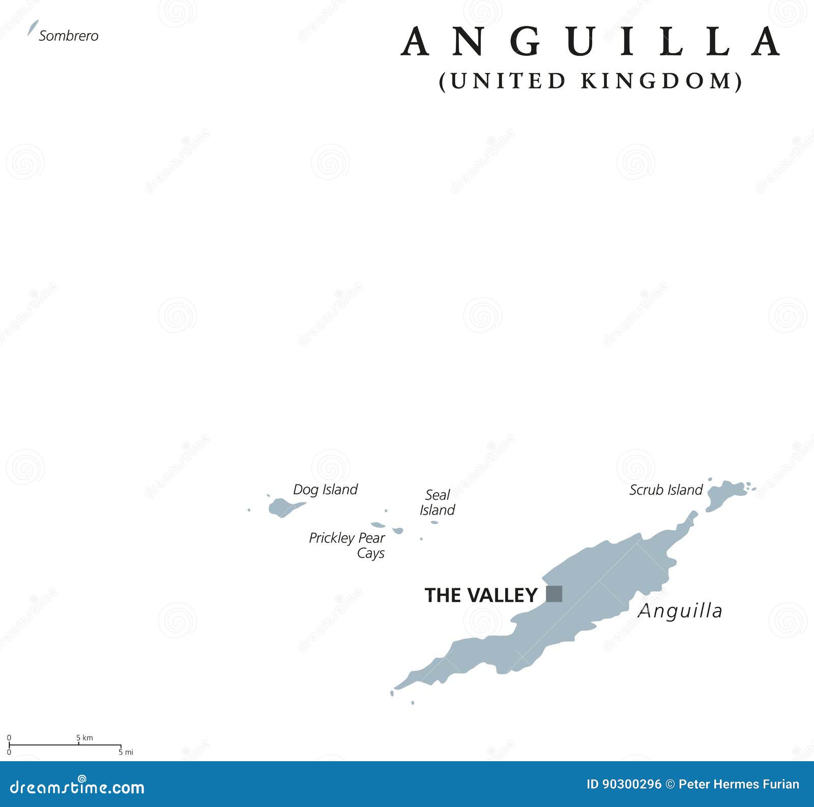 Mapa político de Anguila ilustração do vetor. Ilustração de capital ...