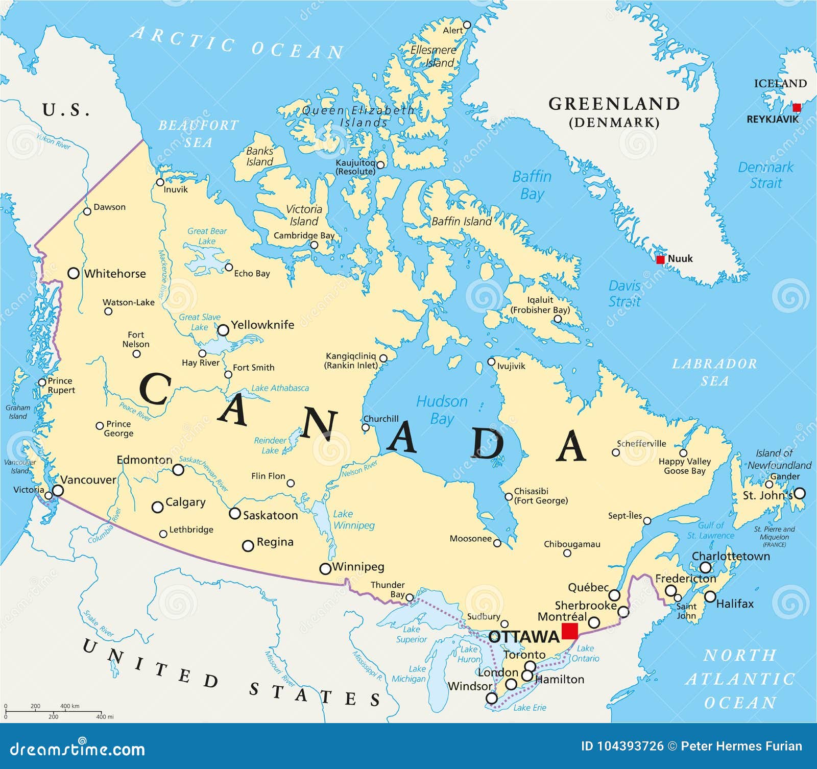Mapa político de Canadá ilustração do vetor. Ilustração de johns ...