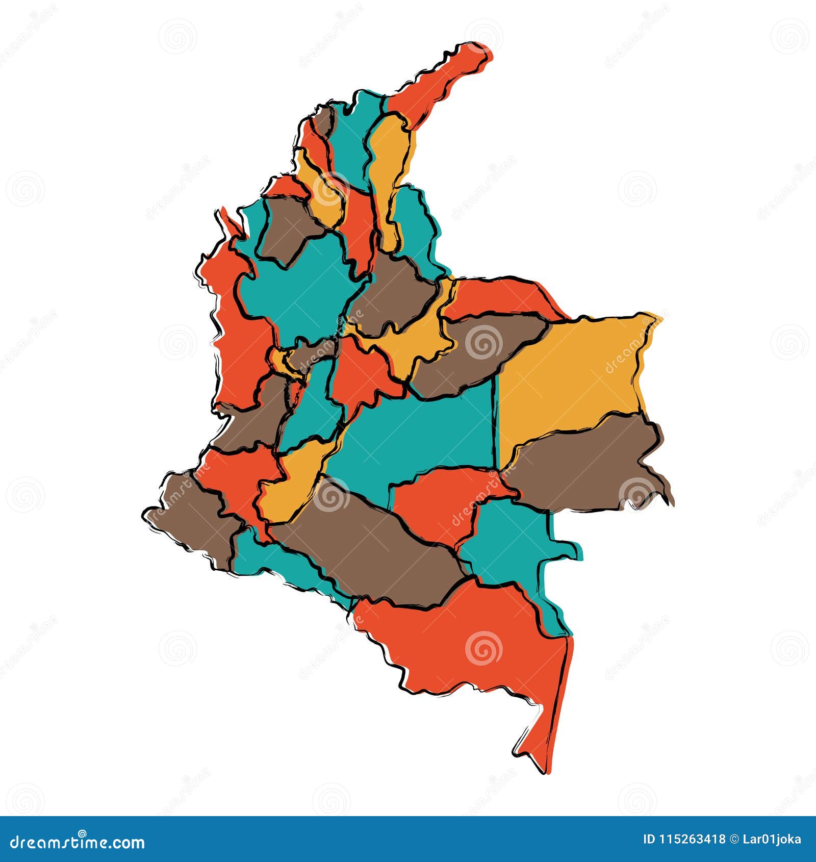Mapa político de Colombia ilustración del vector. Ilustración de vector ...