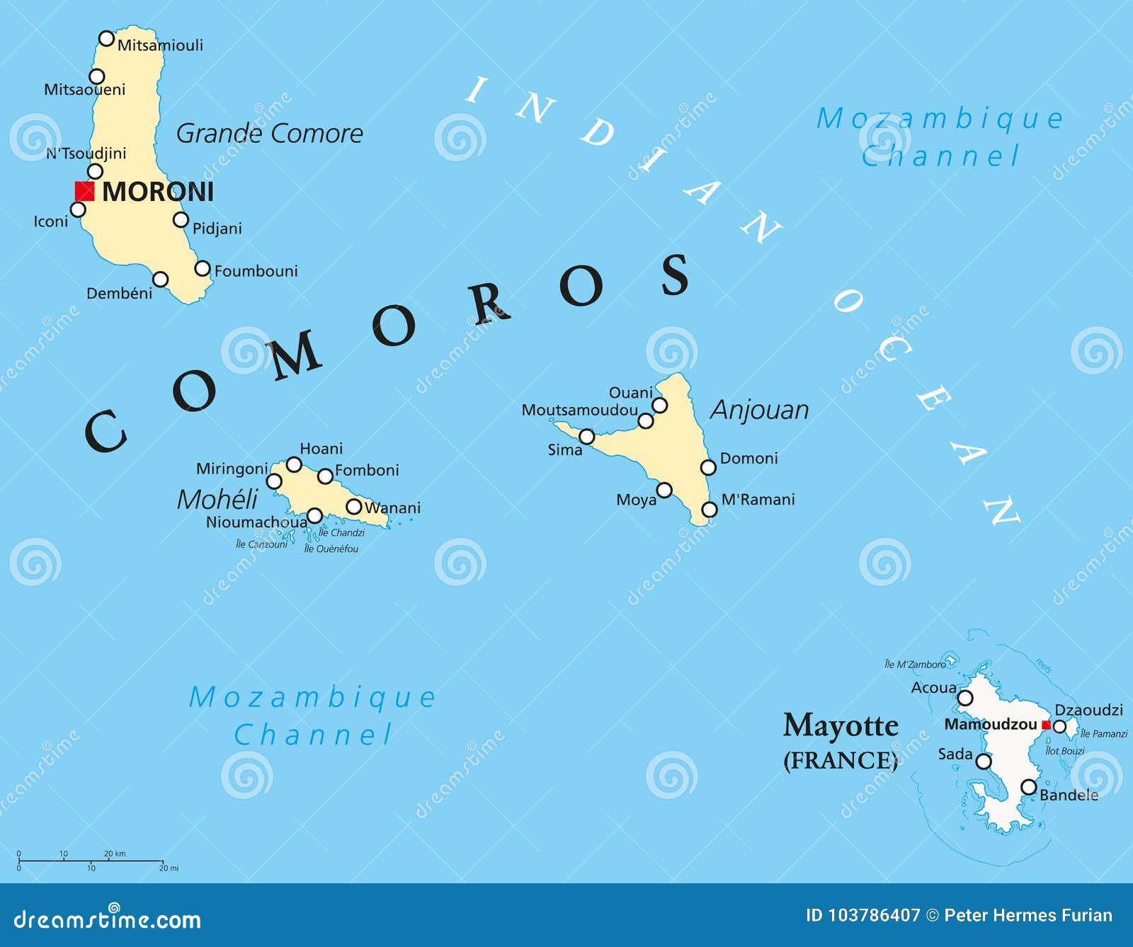 Mapa Político De Comores E De Mayotte Ilustração do Vetor - Ilustração ...