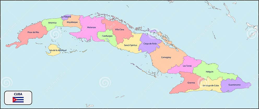 Mapa Político De Cuba Com Nomes Ilustração do Vetor - Ilustração de ...