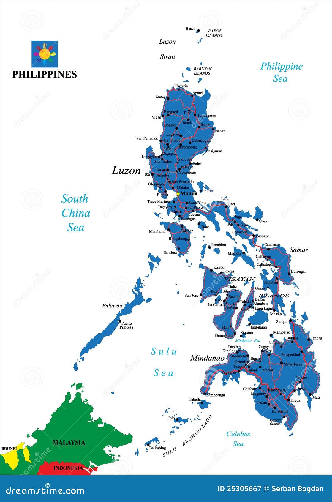 Mapa político de Filipinas ilustração do vetor. Ilustração de porcelana ...