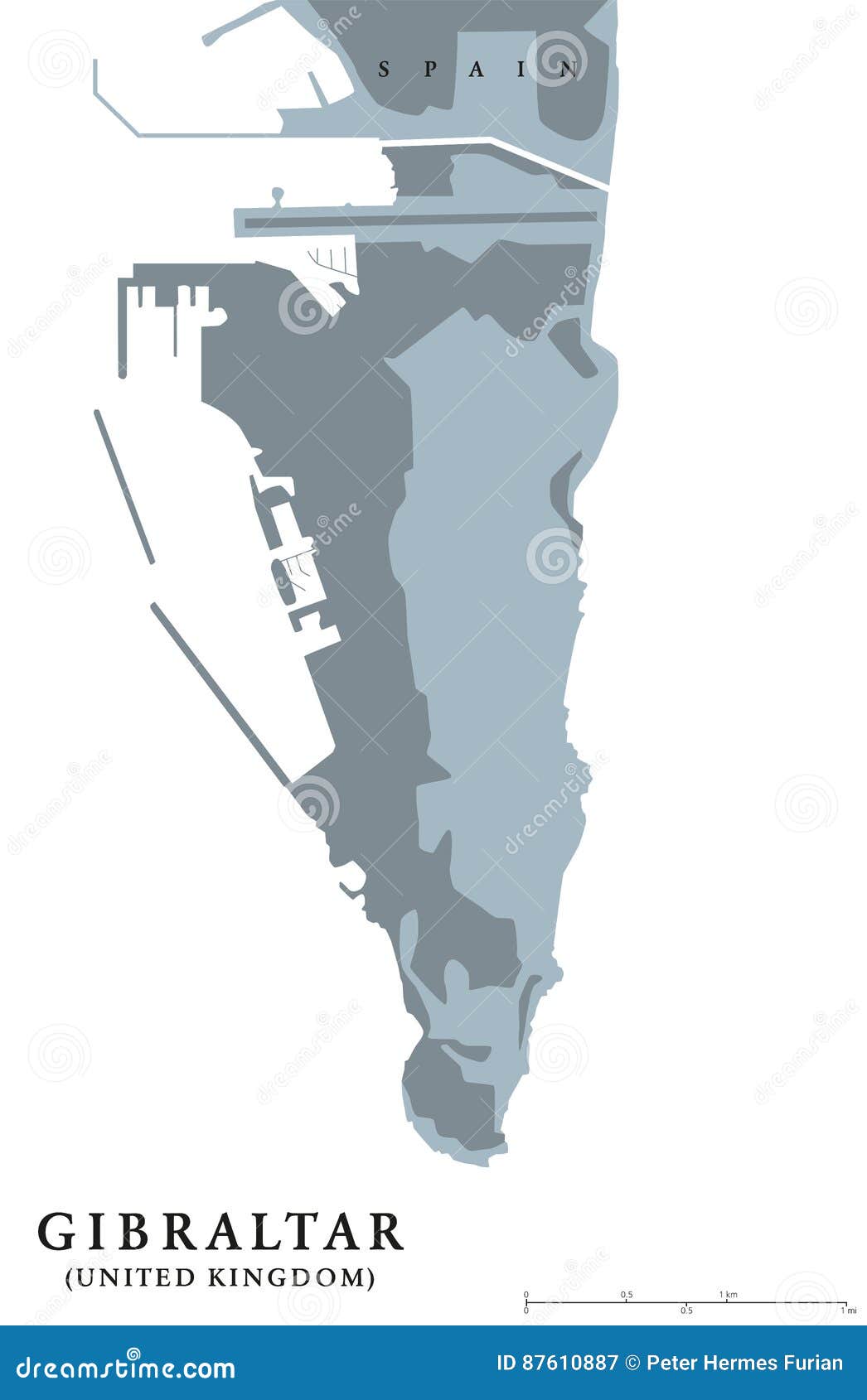 Mapa político de Gibraltar ilustração do vetor. Ilustração de mapa ...