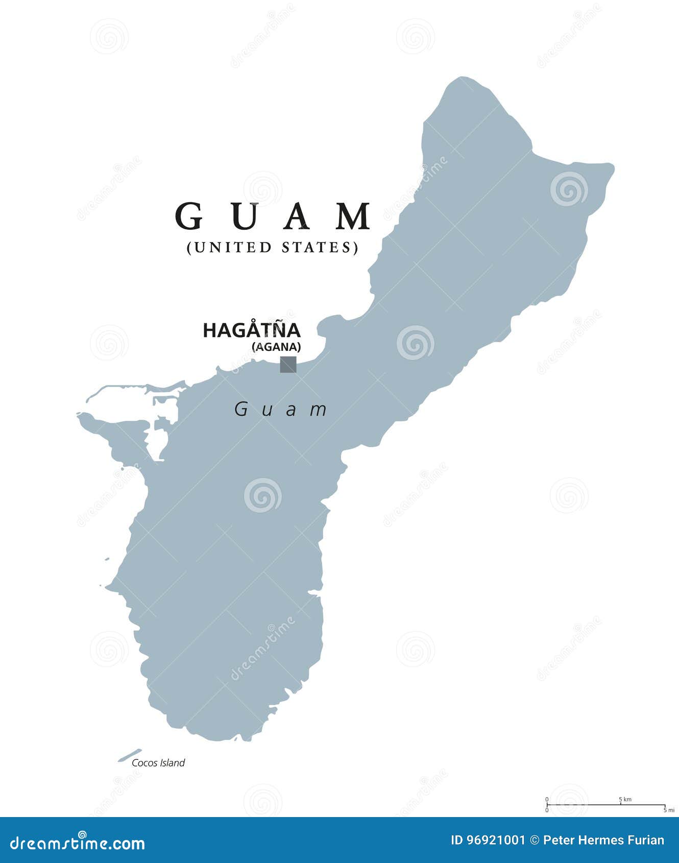 Mapa político de Guam ilustración del vector. Ilustración de inglés ...