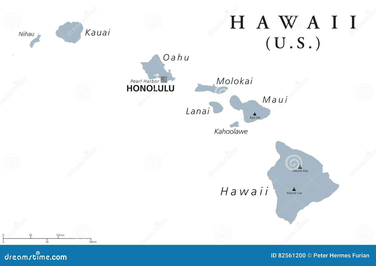 Mapa político de Havaí ilustração do vetor. Ilustração de honolulu ...