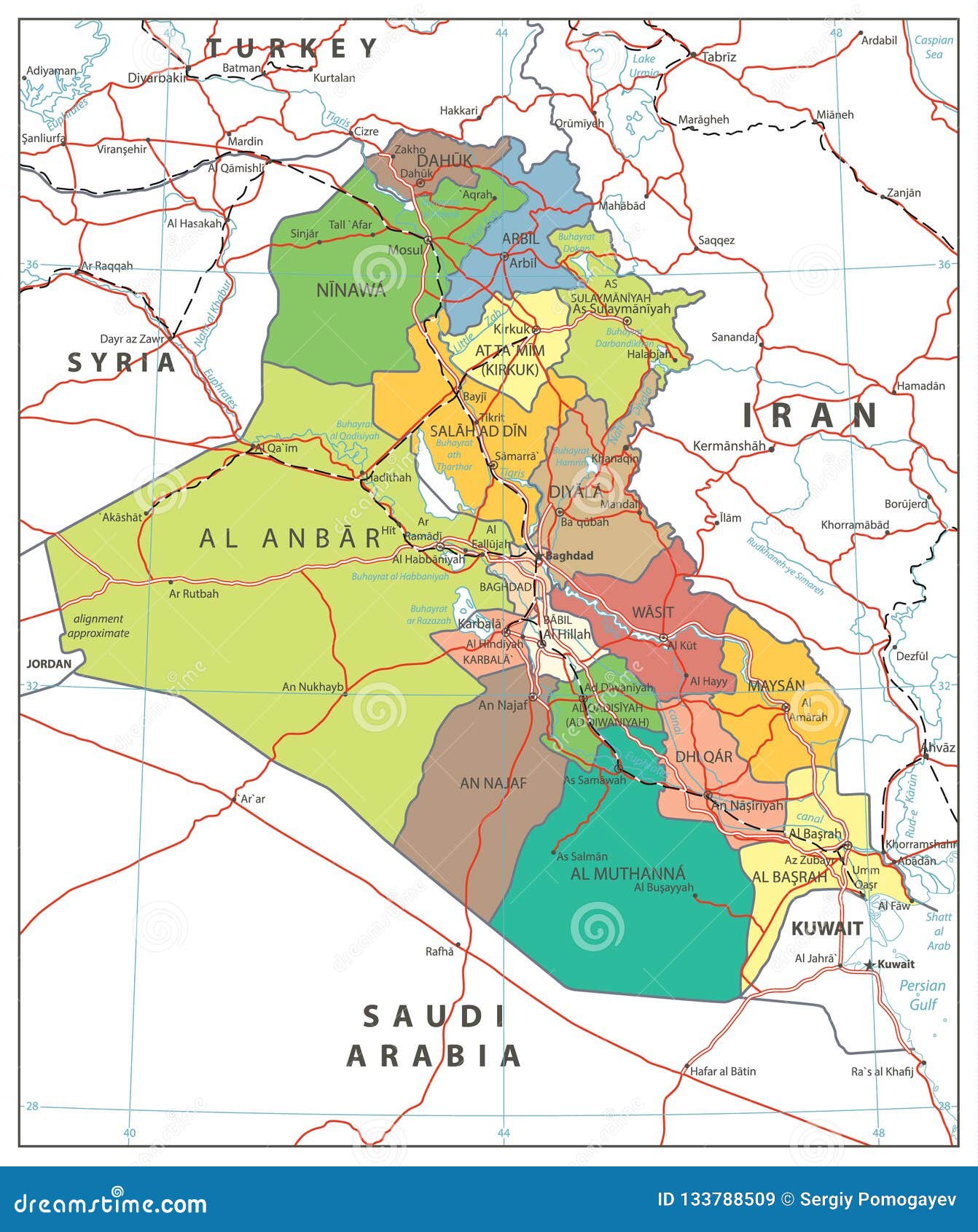 Mapa Político De Iraque Isolado No Branco Ilustração do Vetor ...