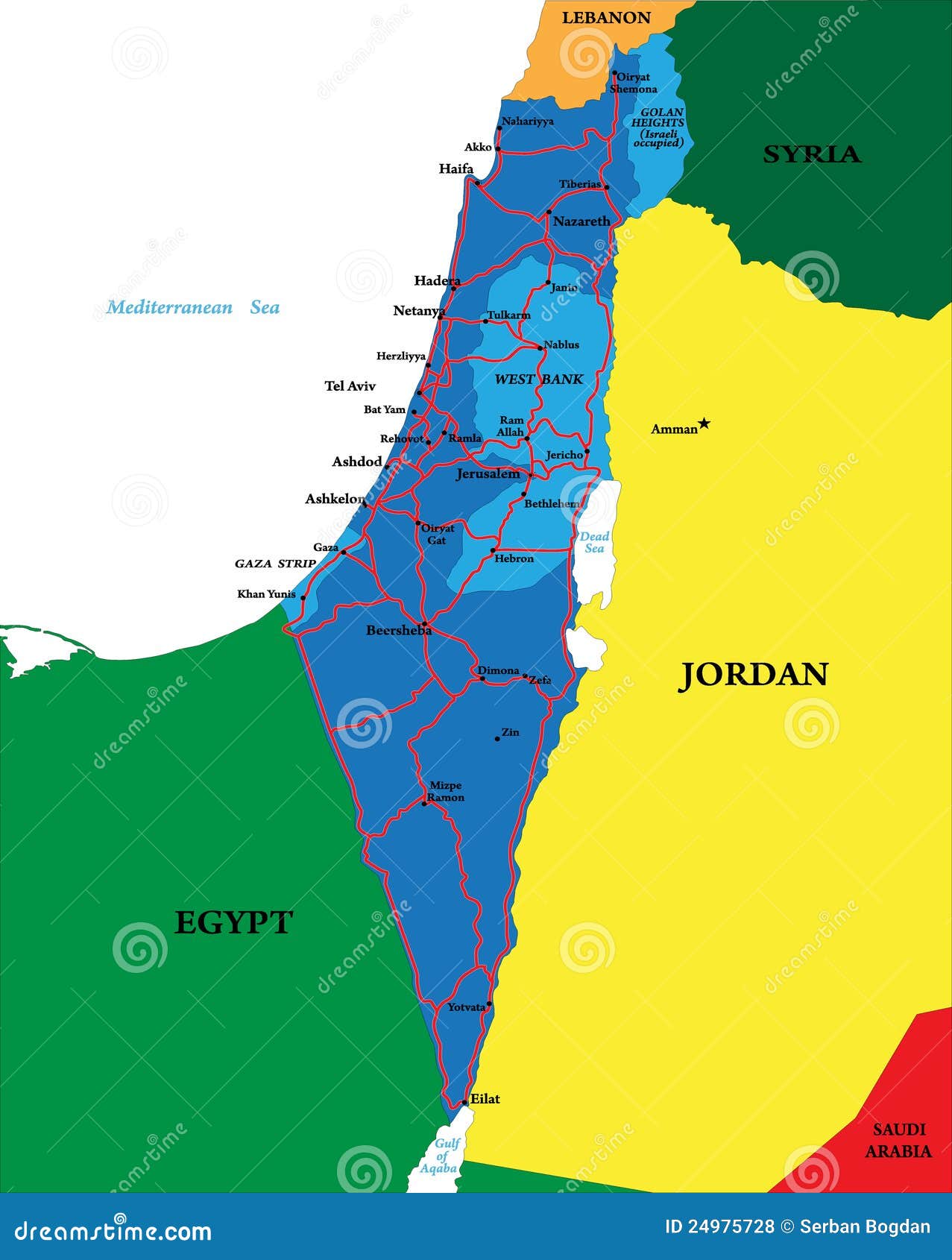 Mapa Político De Israel Fotos de Stock Royalty Free - Imagem: 24975728