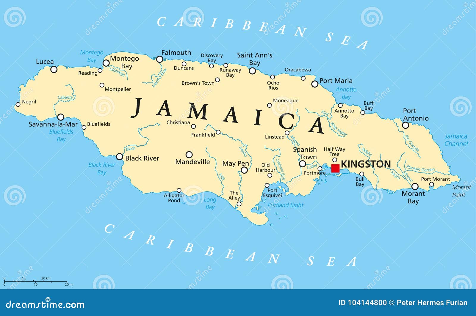 Mapa político de Jamaica ilustración del vector. Ilustración de ciudad ...