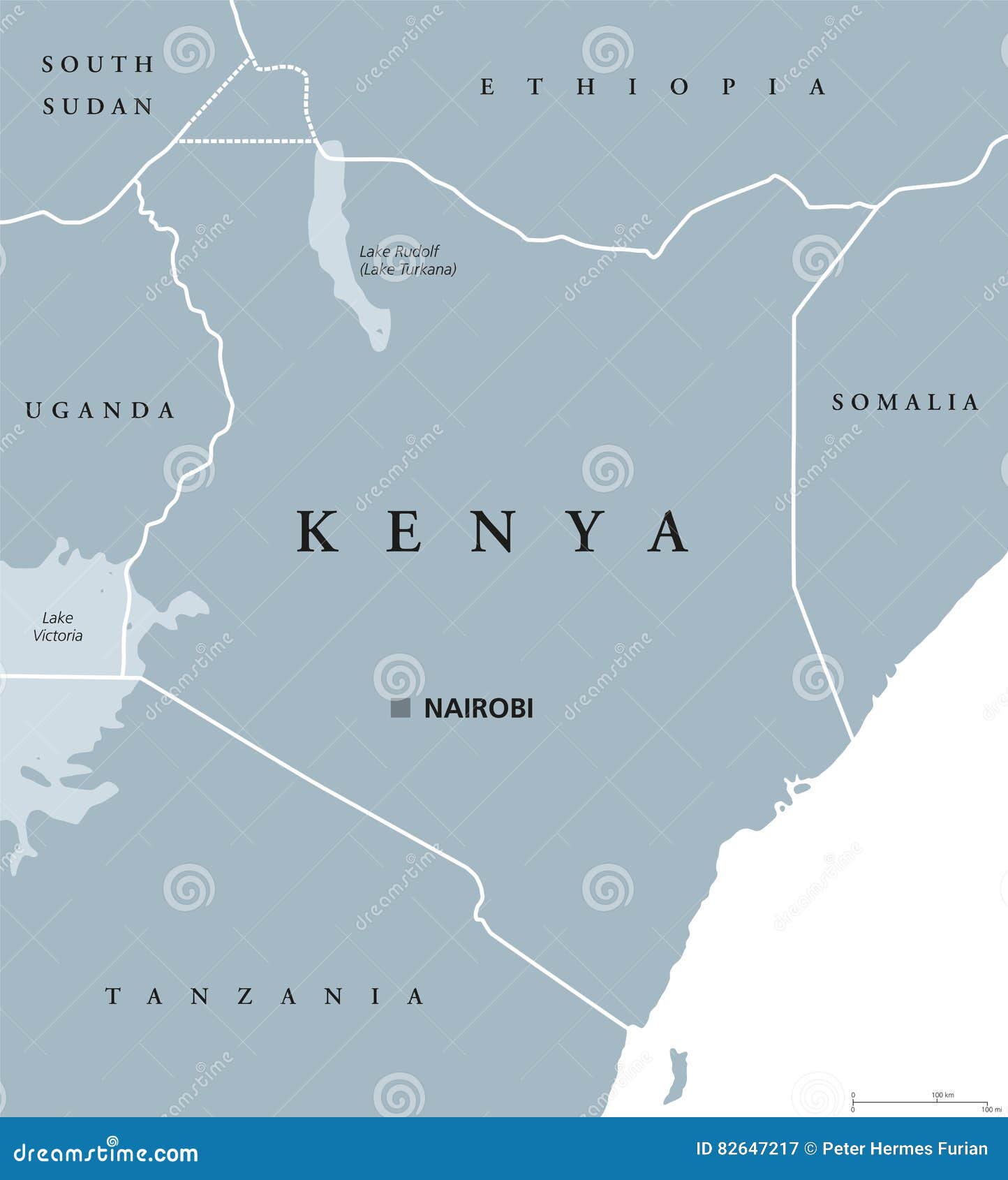 Mapa político de Kenia ilustración del vector. Ilustración de atlas ...