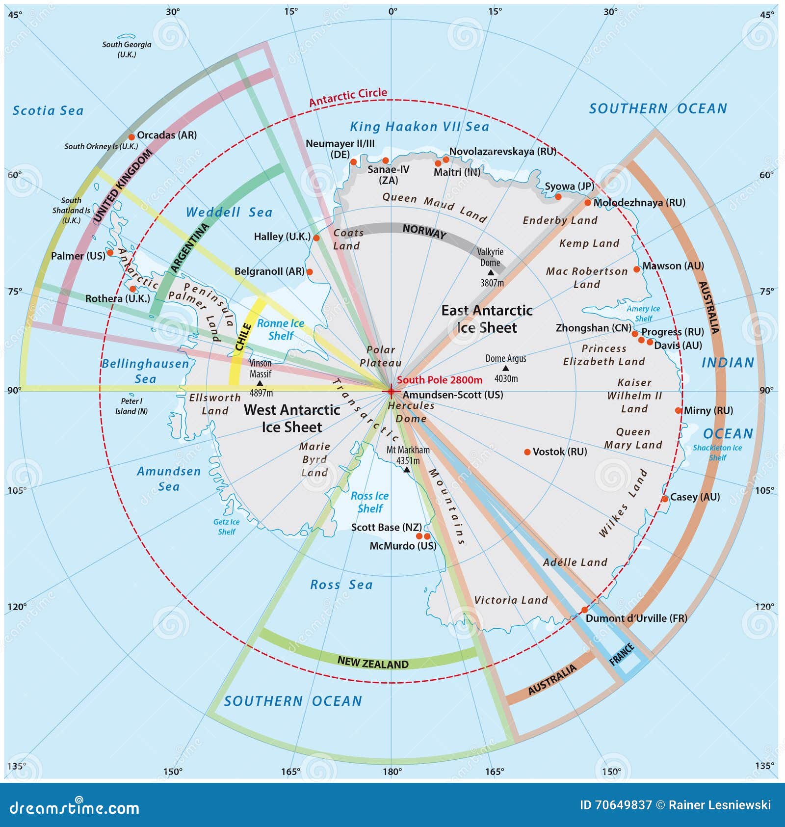 Mapa Político De La Antártida Stock de ilustración - Ilustración de ...