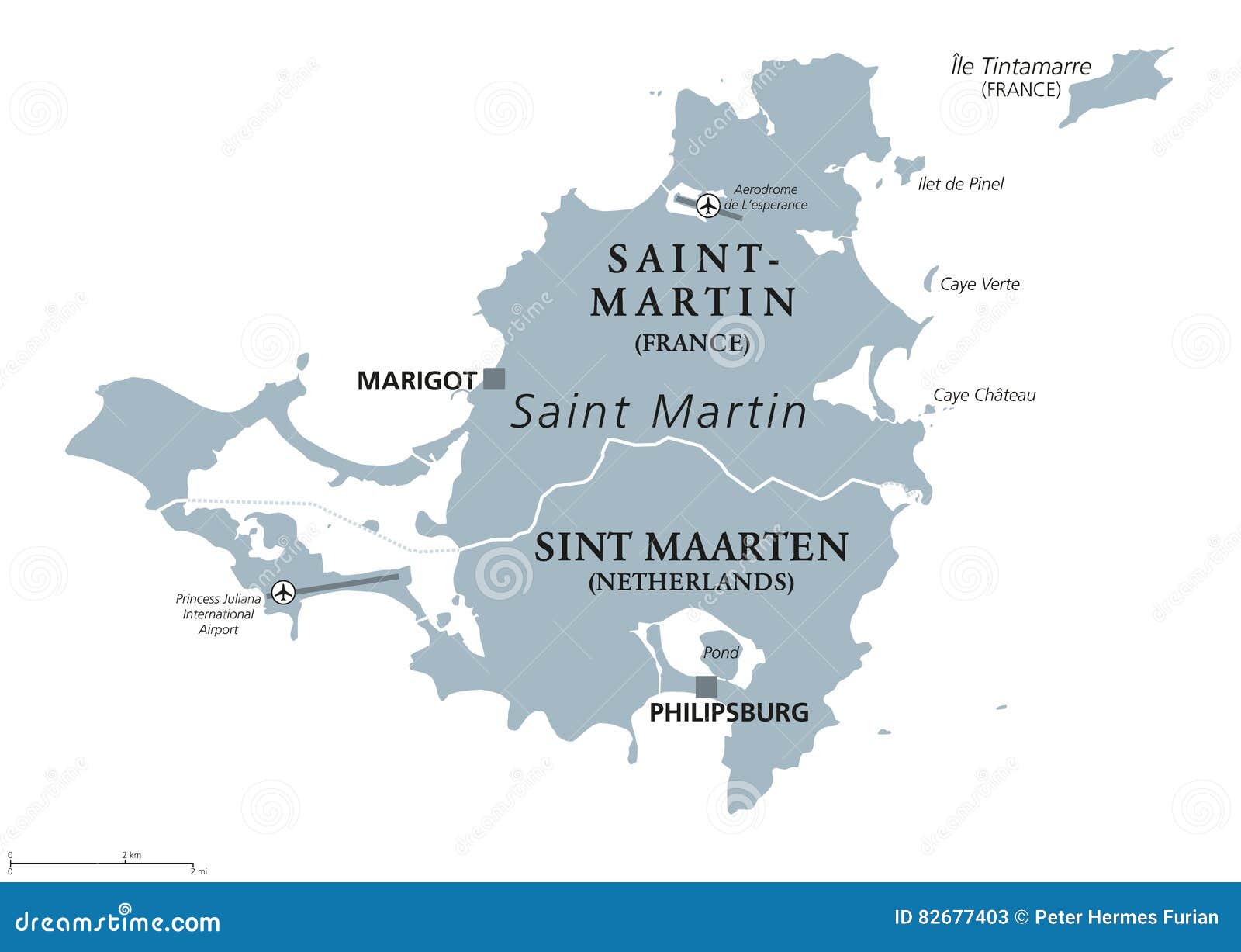 Mapa Político De La Isla De San Martín Ilustración del Vector ...