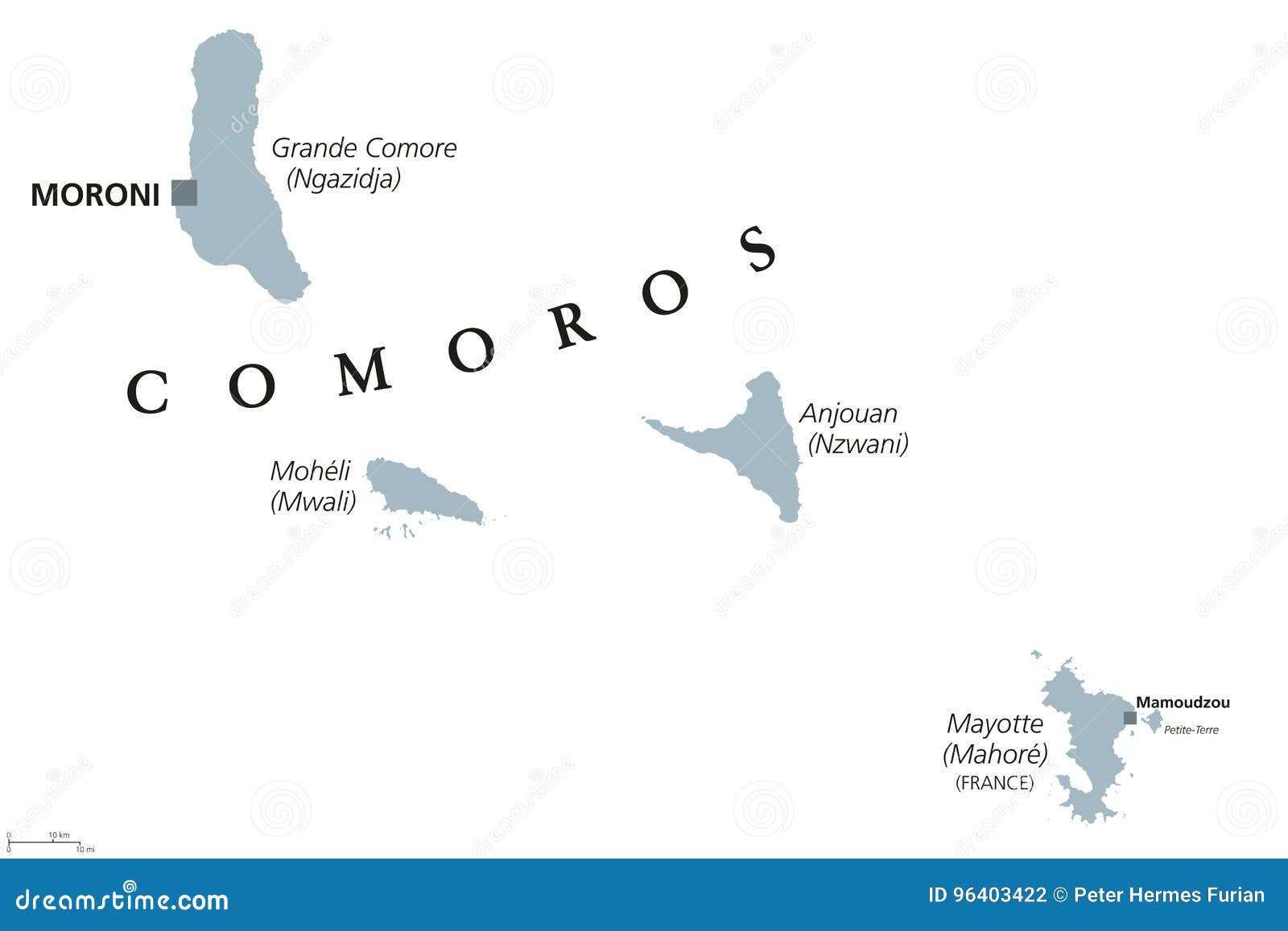 Mapa Político De Los Comoro Y De Mayotte Ilustración del Vector ...