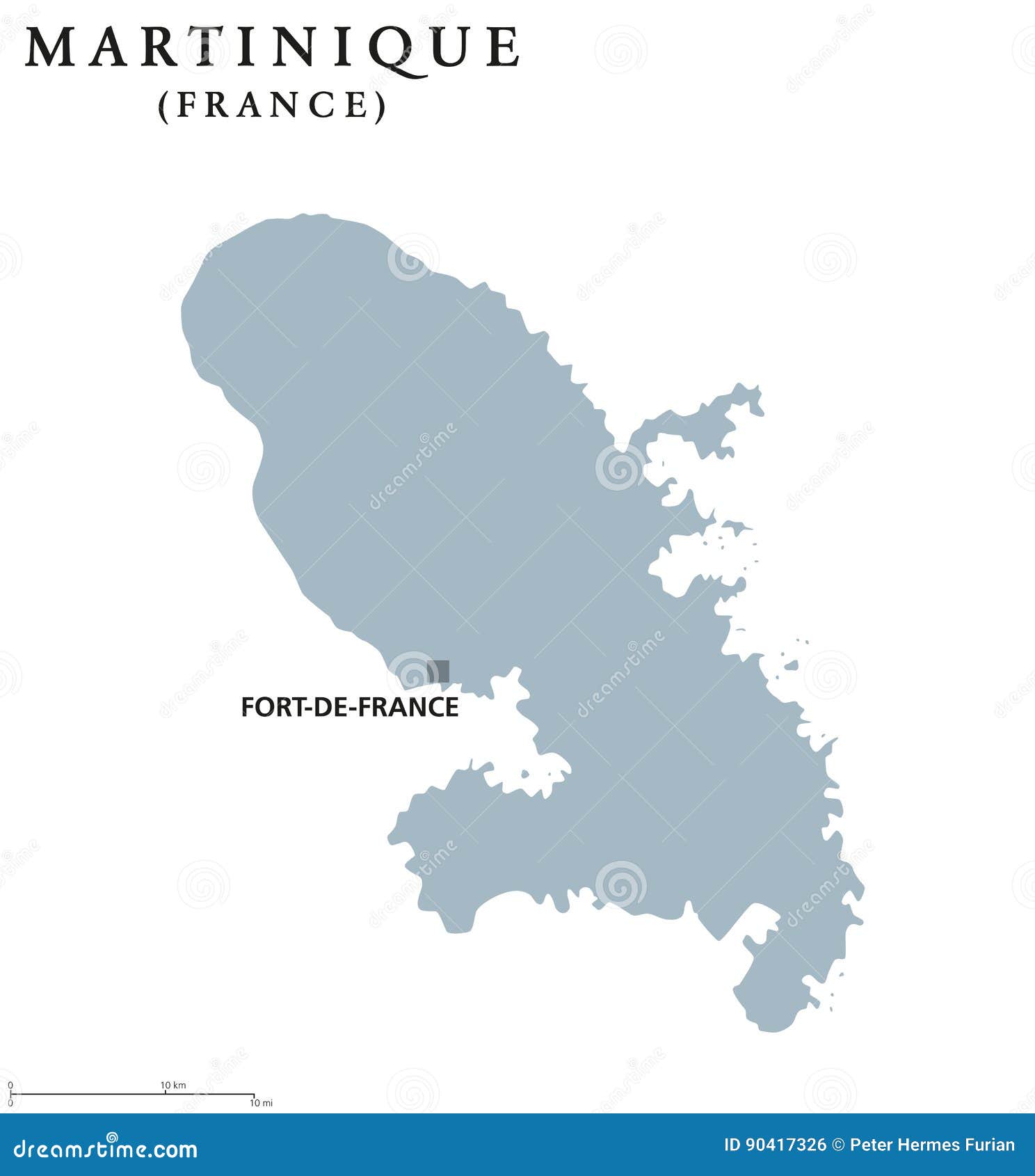 Mapa político de Martinica ilustración del vector. Ilustración de ...