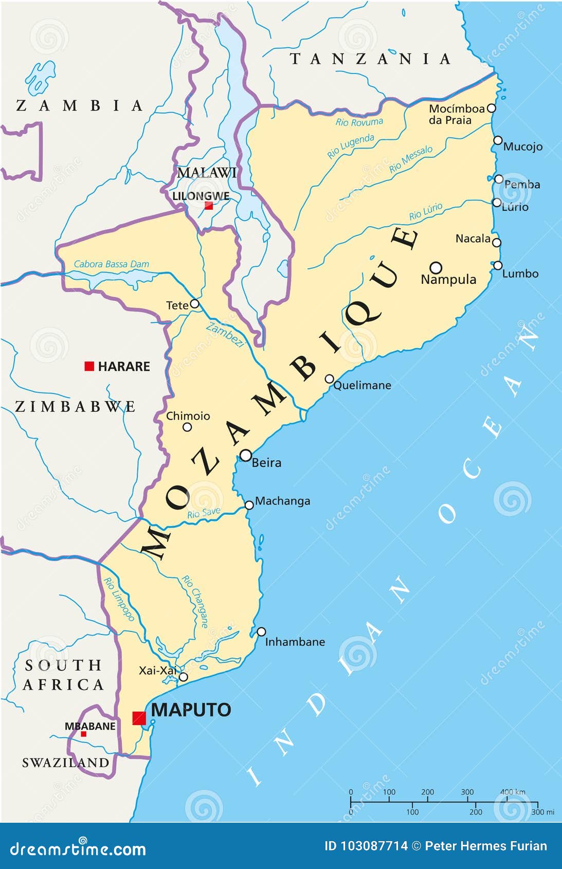 Mapa Político De Moçambique Ilustração do Vetor - Ilustração de zâmbia ...