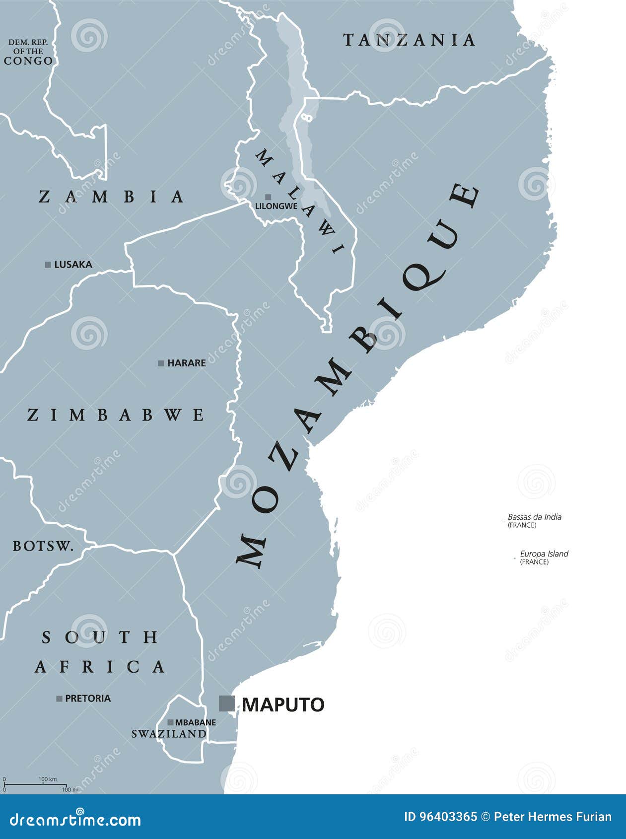 Mapa Político De Moçambique Ilustração do Vetor - Ilustração de ...