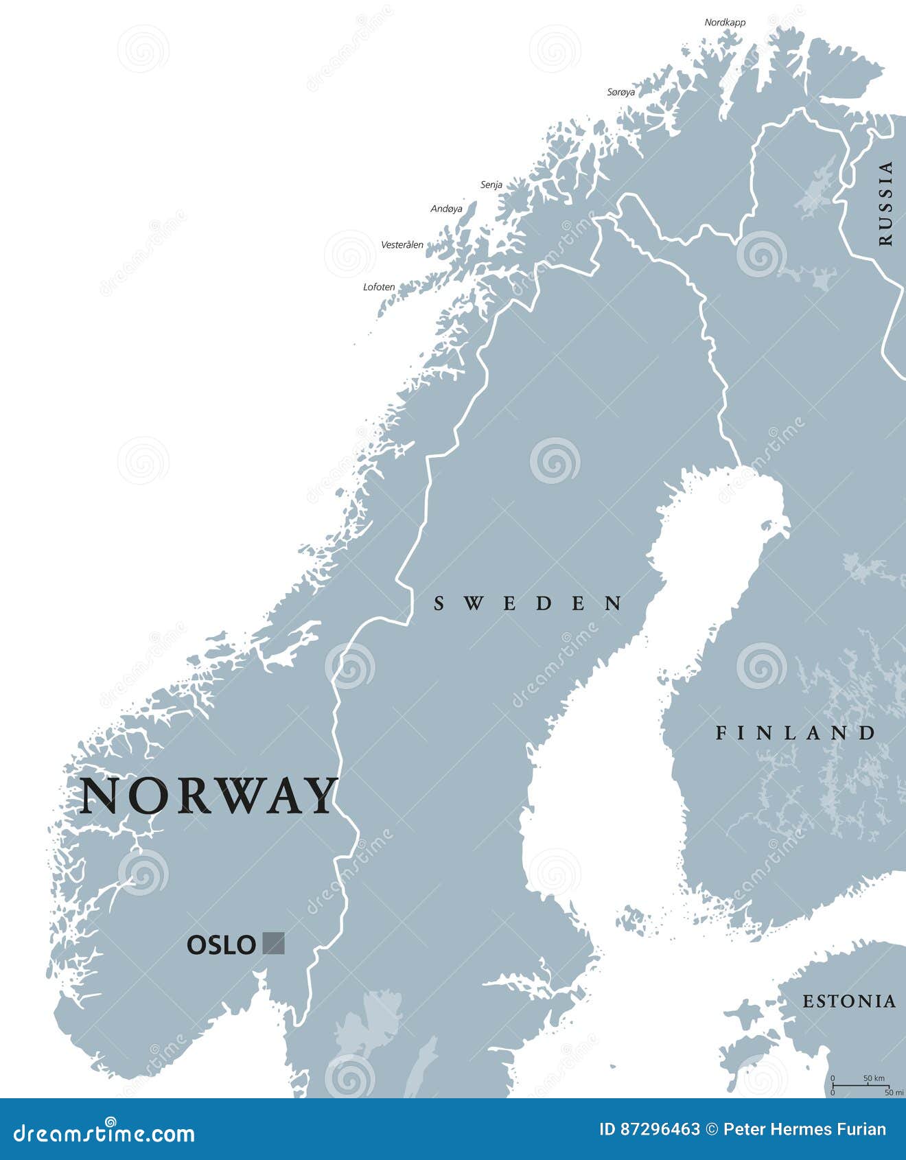 Mapa político de Noruega ilustración del vector. Ilustración de suecia ...