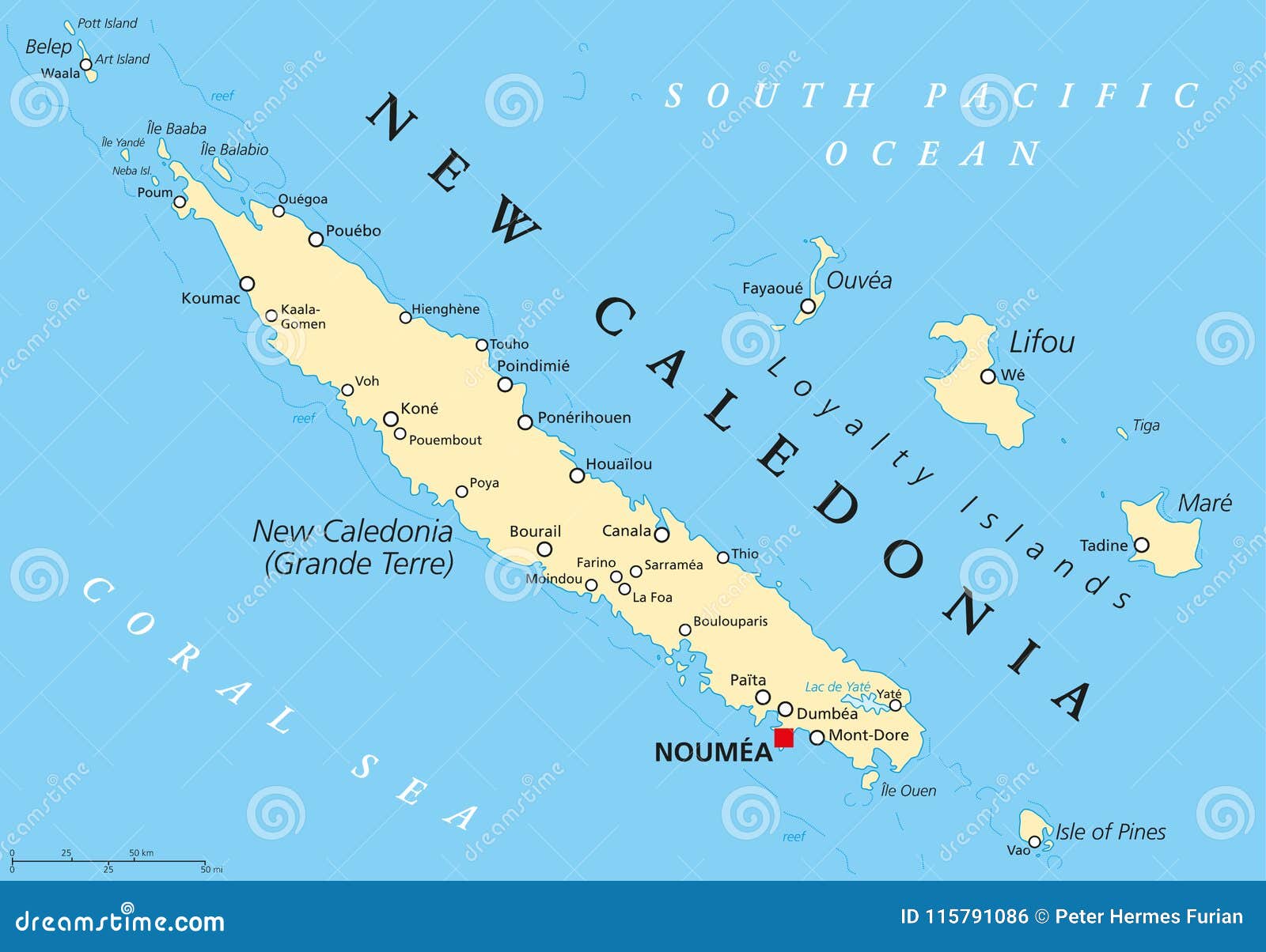 Mapa Político De Nueva Caledonia Ilustración del Vector - Ilustración ...