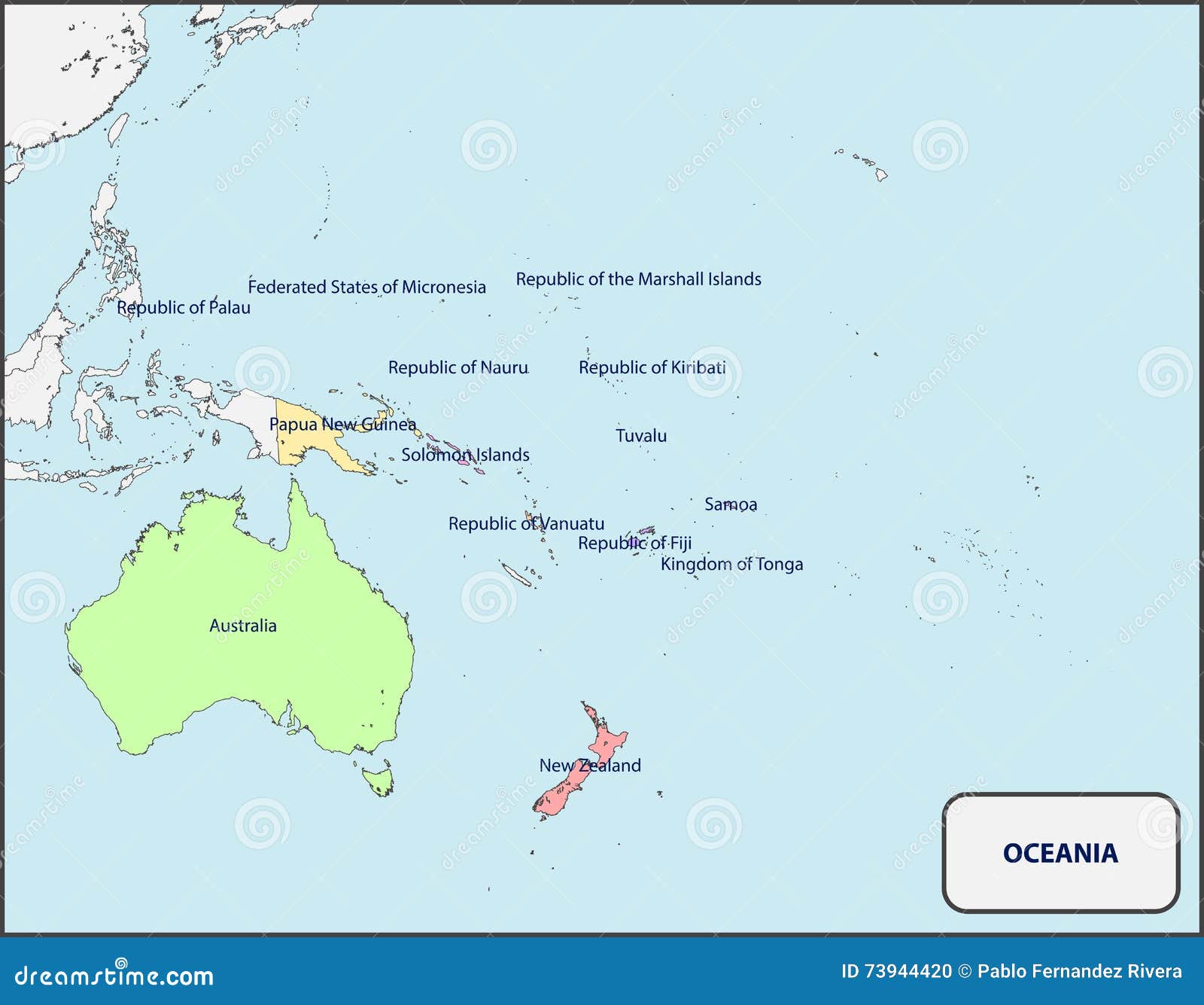 Mapa Político De Oceanía Con Nombres Ilustración del Vector ...
