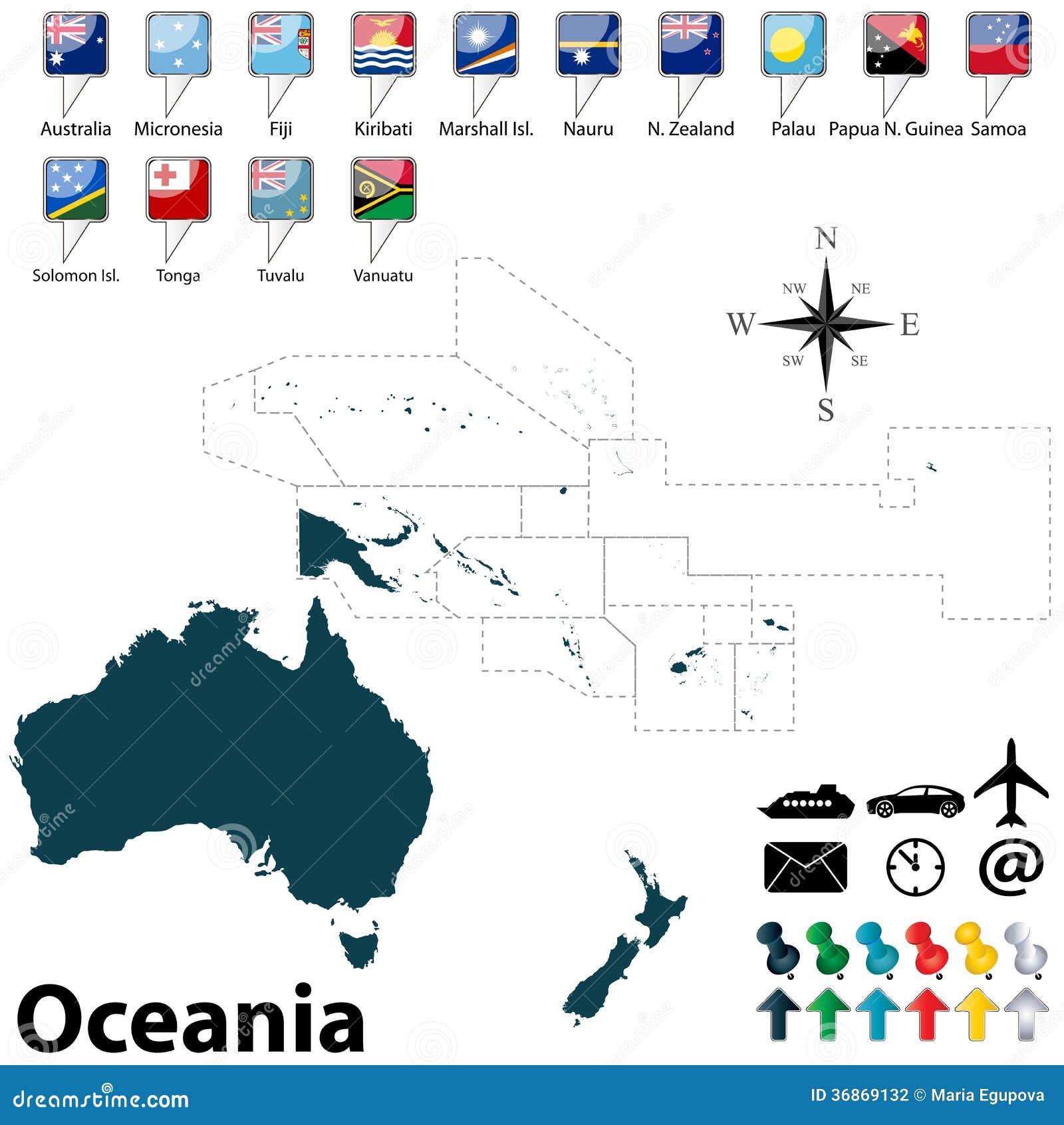 Mapa político de Oceania ilustração do vetor. Ilustração de zelândia ...