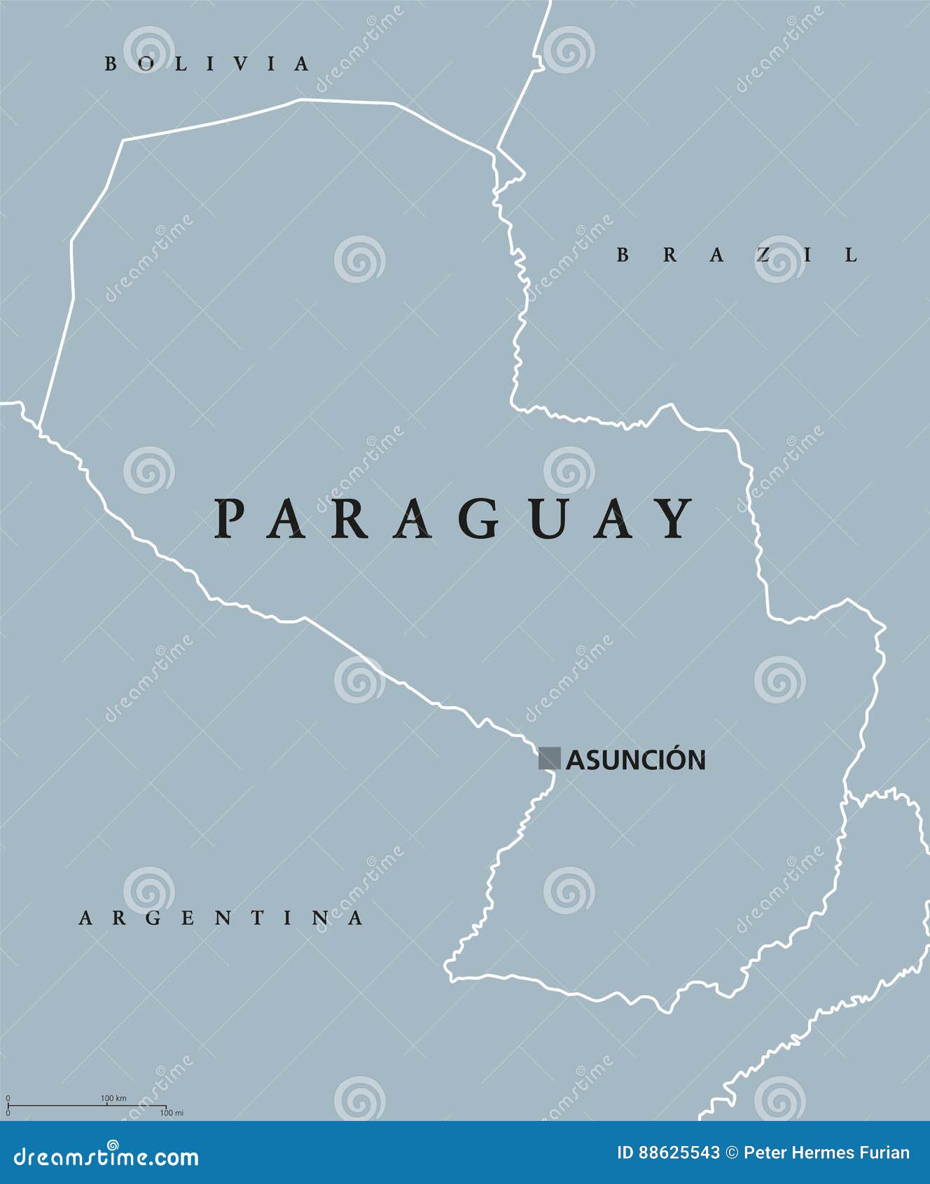 Mapa político de Paraguay ilustración del vector. Ilustración de ...