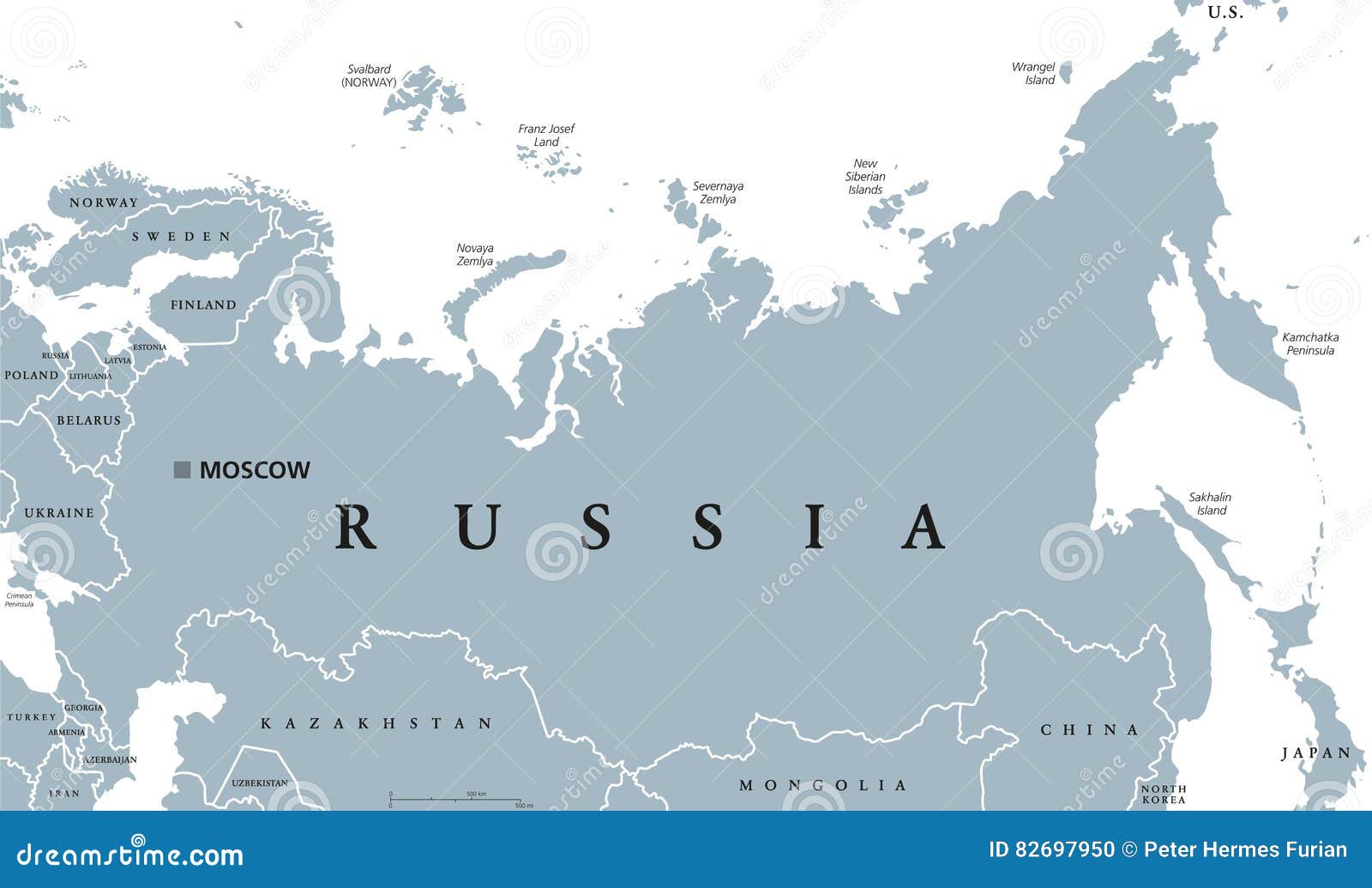 Mapa político de Rusia ilustración del vector. Ilustración de inglés ...
