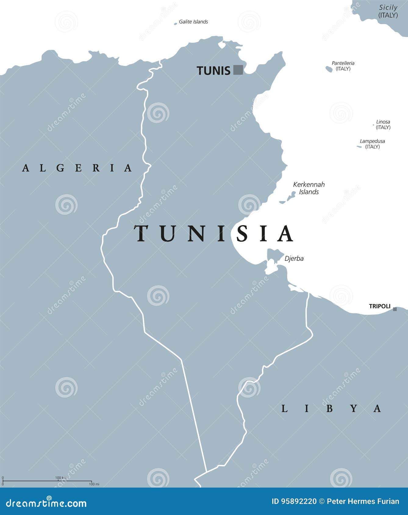 Mapa político de Túnez ilustración del vector. Ilustración de recorrido ...
