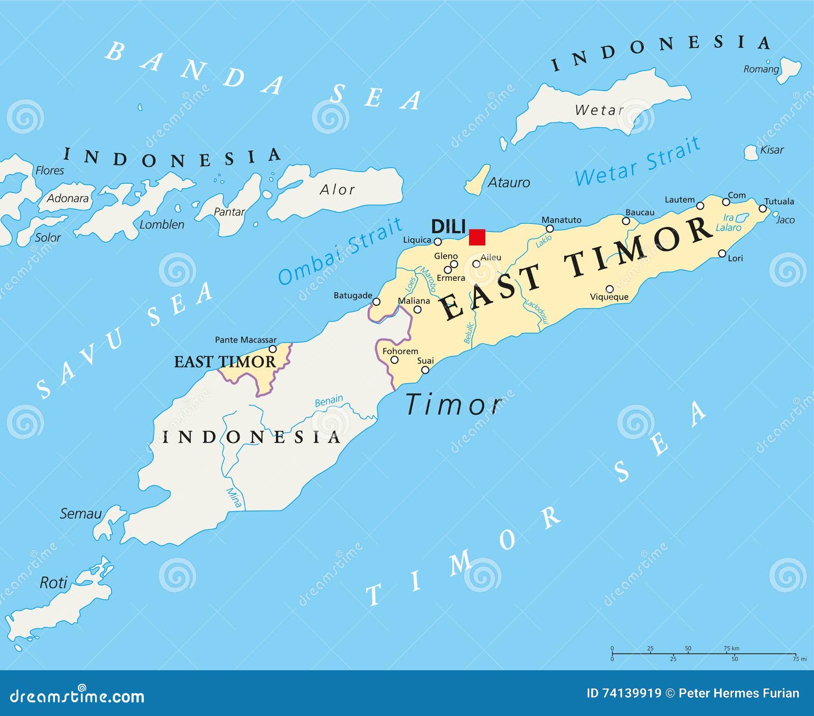 Mapa Político De Timor Oriental Ilustración del Vector - Ilustración de ...