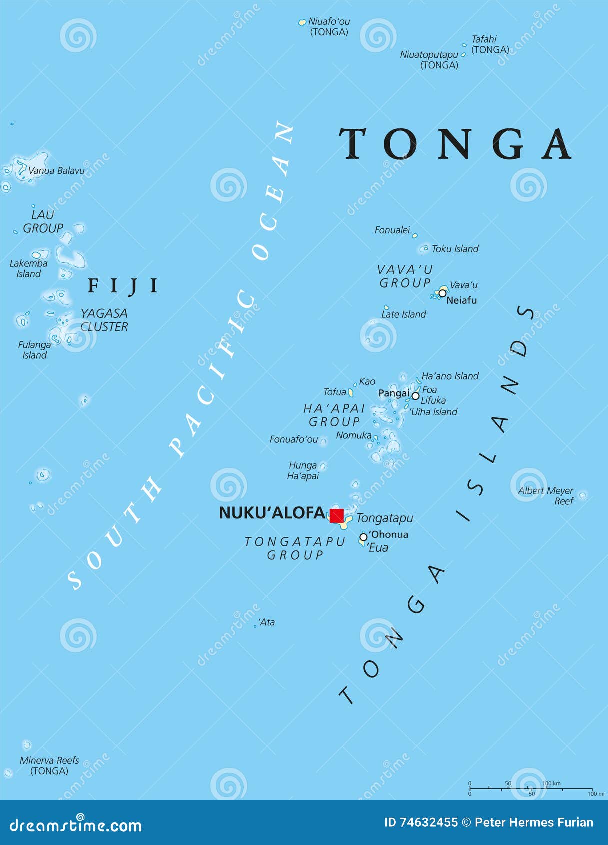 Mapa político de Tonga ilustración del vector. Ilustración de capital ...