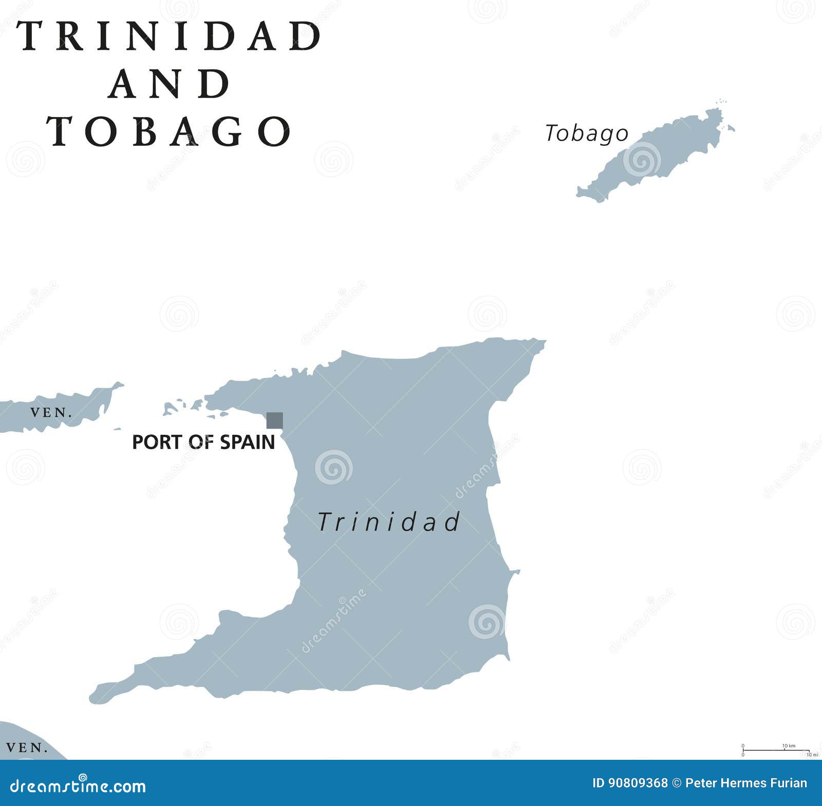 Mapa Político De Trindade E Tobago Ilustração do Vetor - Ilustração de ...