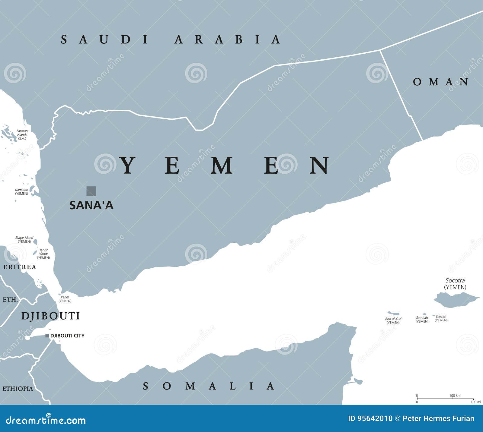 Mapa político de Yemen ilustración del vector. Ilustración de medio ...