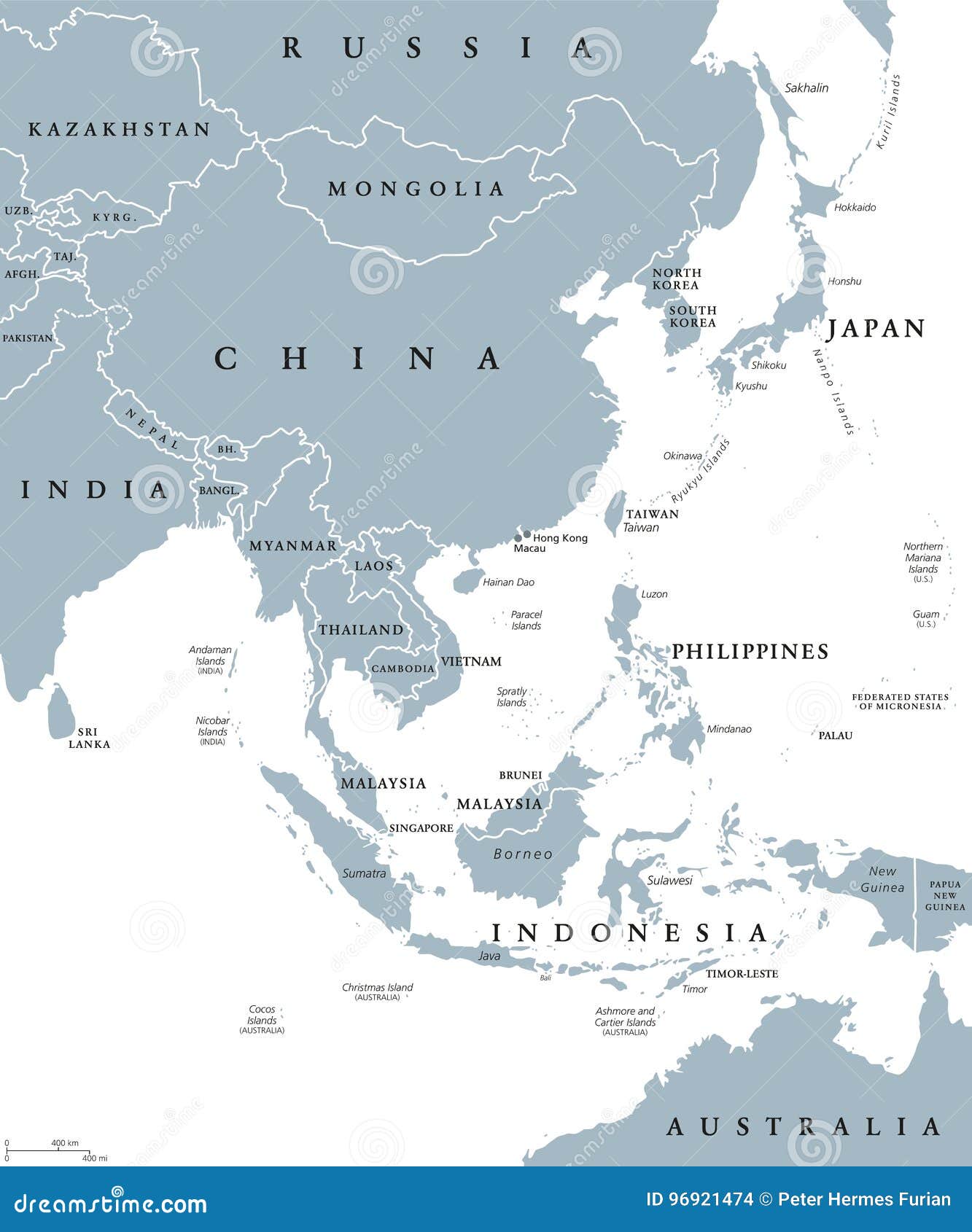 Mapa Político Del Este De Asia