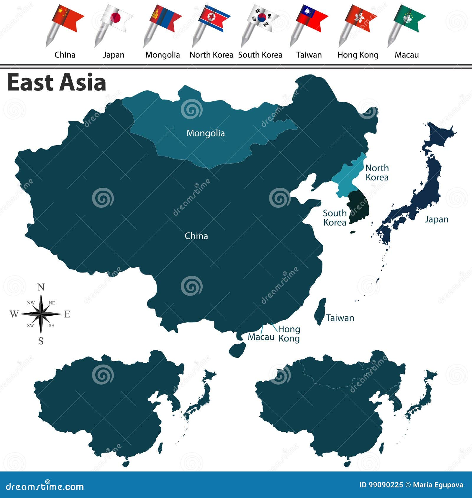 Mapa Político Del Este De Asia Ilustración del Vector - Ilustración de ...