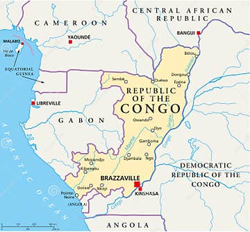 Mapa Político Del República Del Congo Ilustración del Vector ...