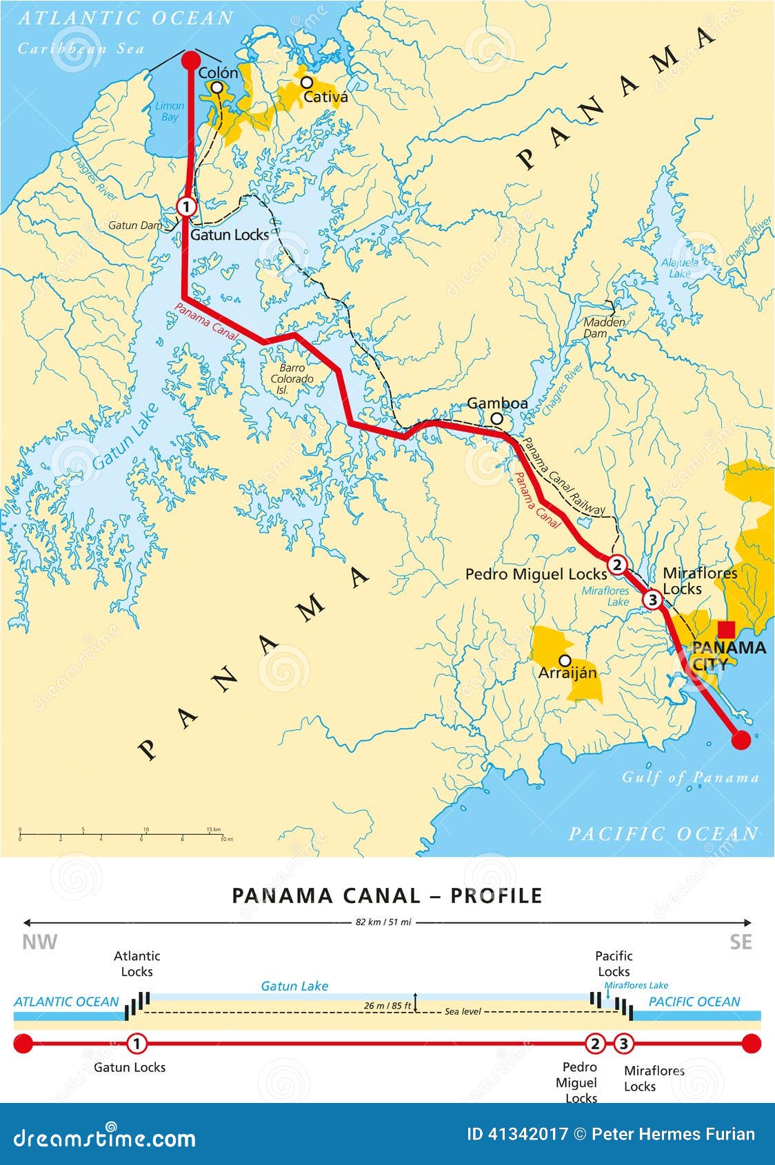 Mapa Político Do Canal Do Panamá Ilustração do Vetor - Ilustração de ...