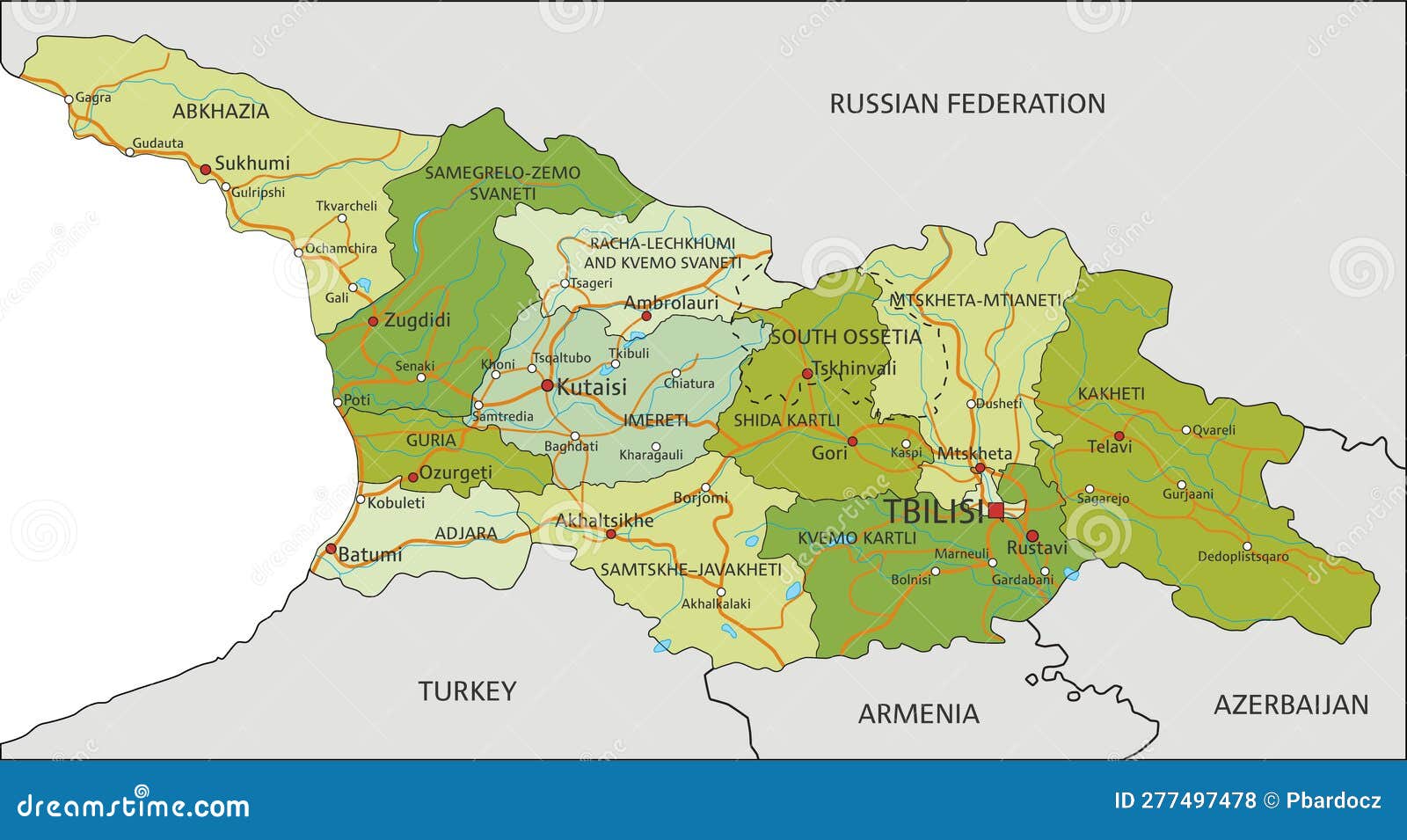 Mapa Político Editable Detallado Con Capas Separadas. Georgia ...