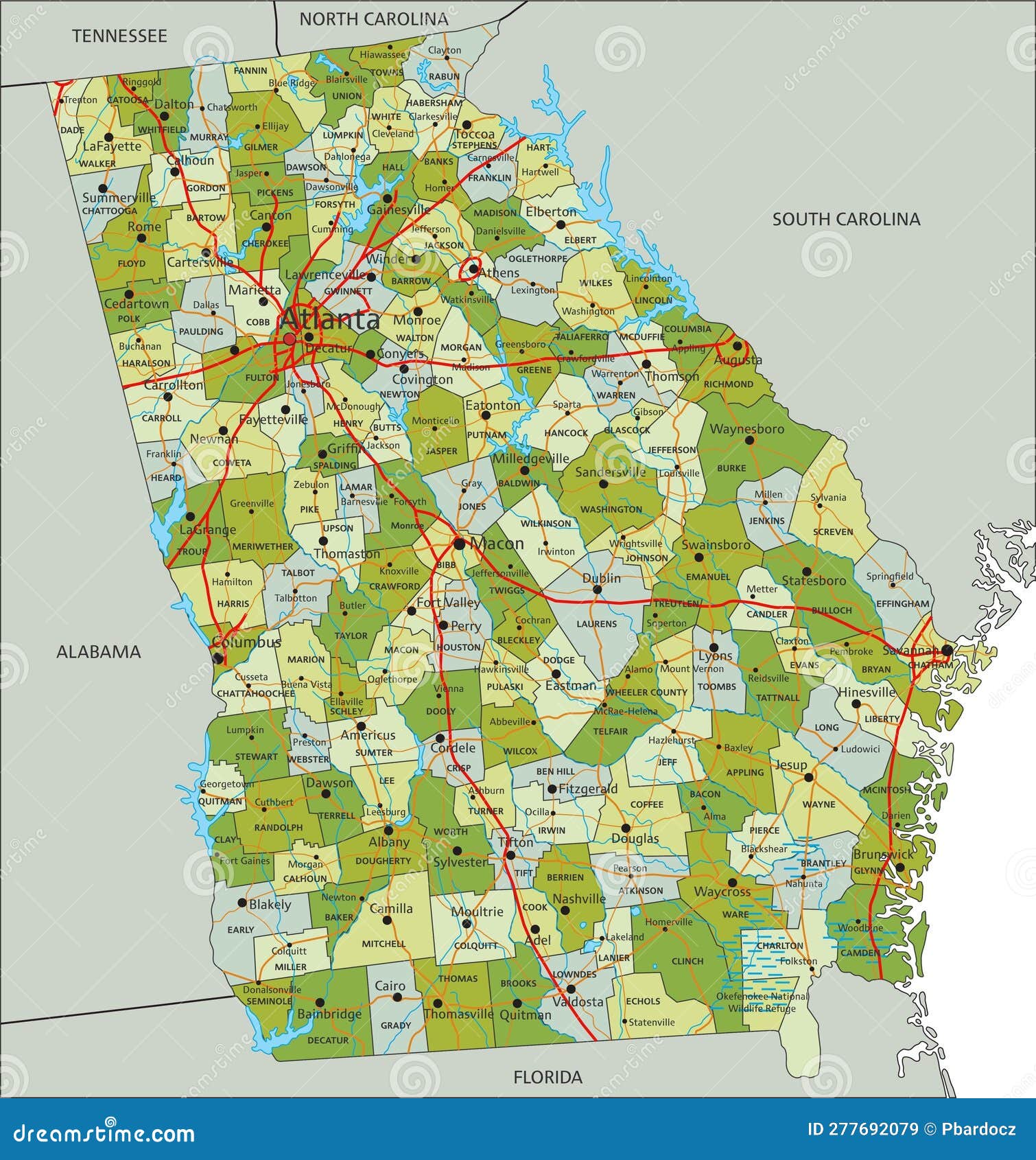 Mapa Político Editable Detallado Con Capas Separadas. Georgia ...