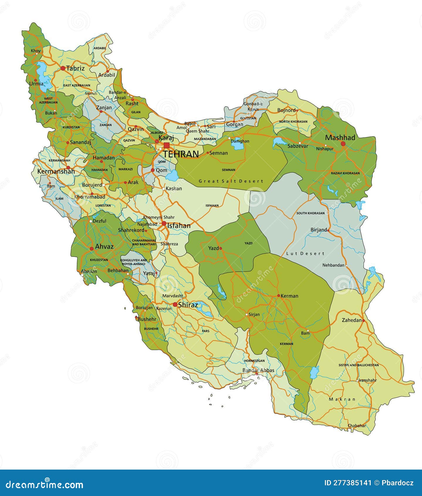 Mapa Político Editable Detallado Con Capas Separadas. Irano ...