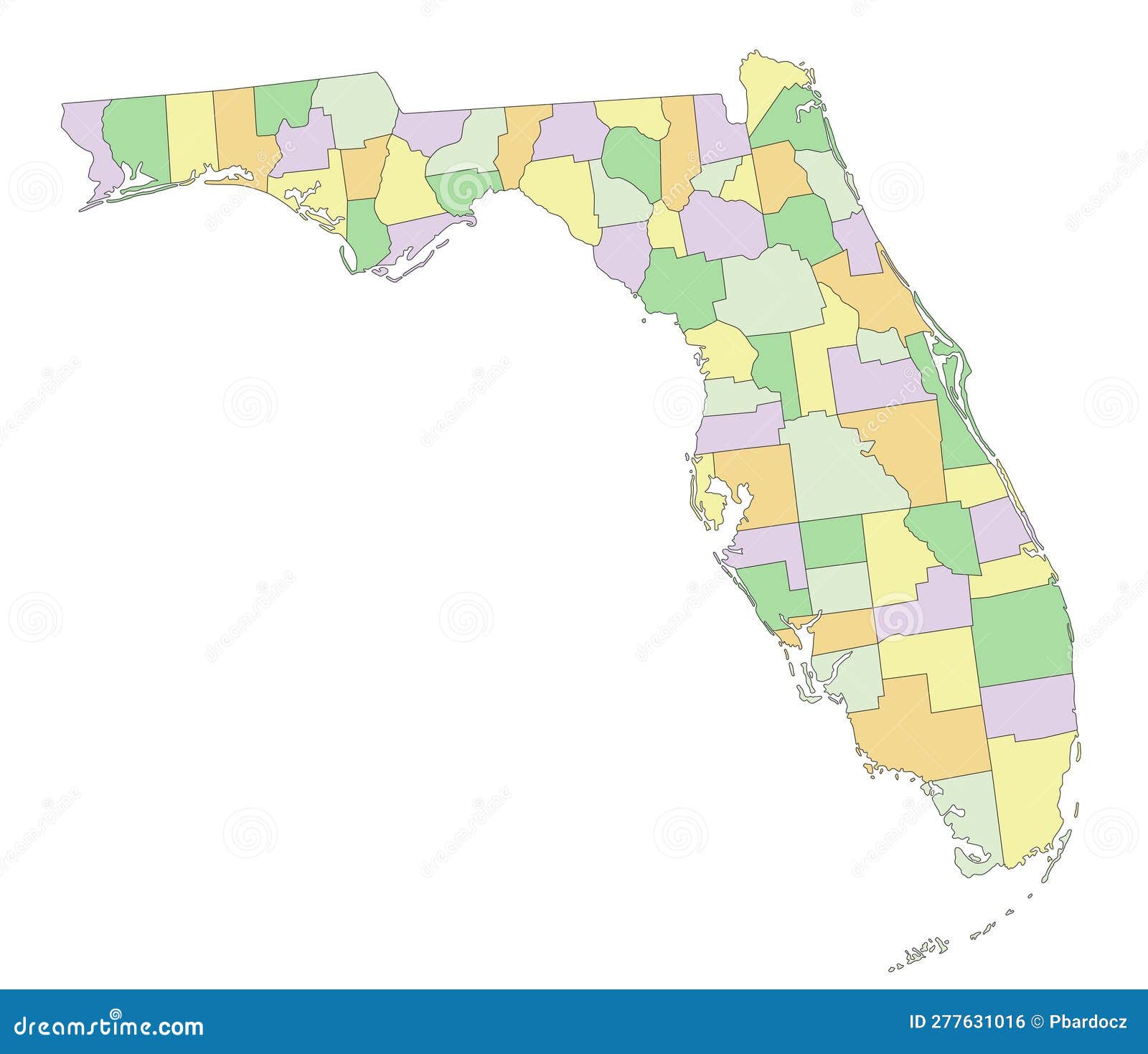 Mapa Político Editable Detallado De Florida. Ilustración del Vector ...