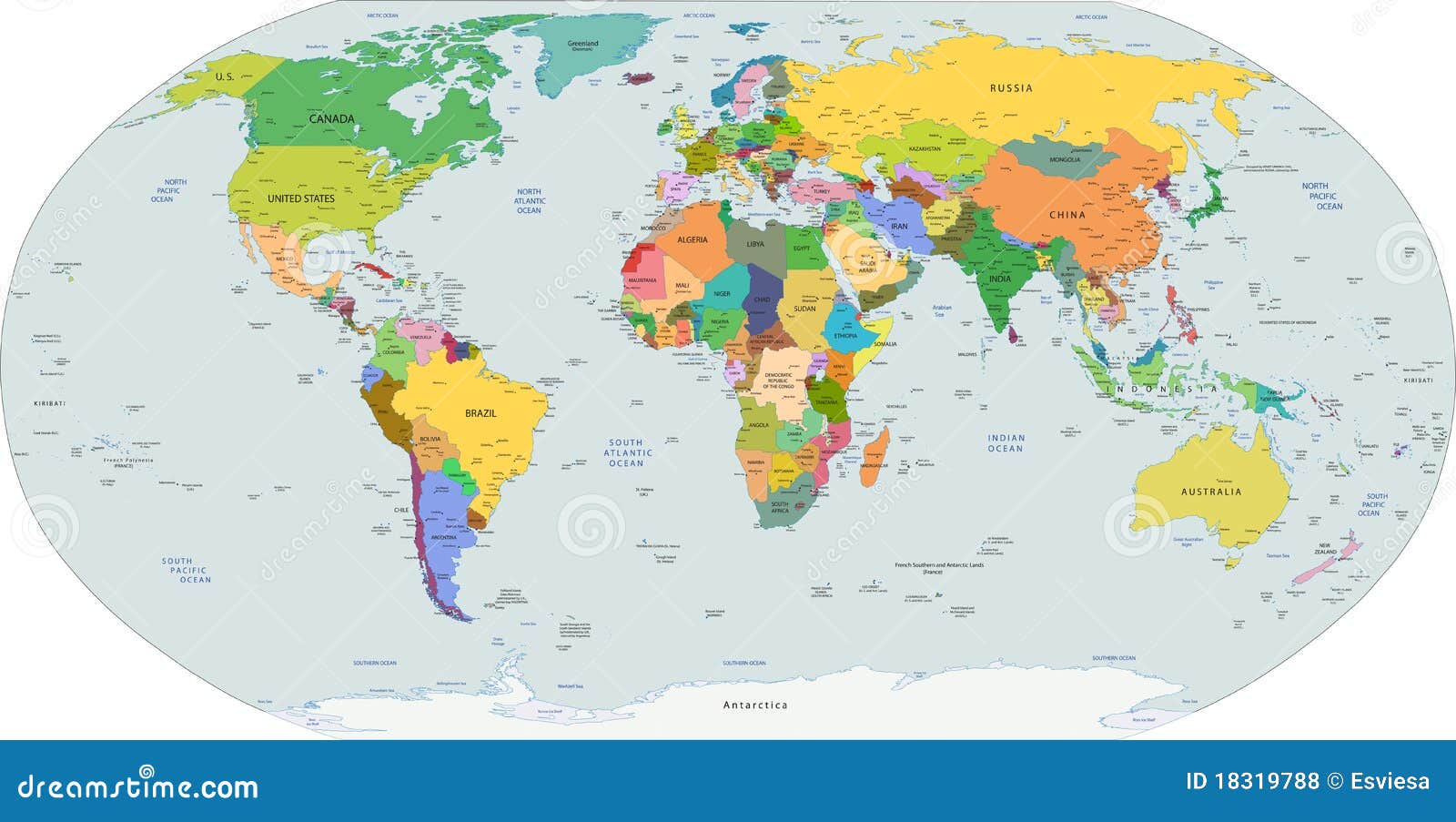 Mapa Político Global Do Mundo, Vetor Ilustração do Vetor - Ilustração ...