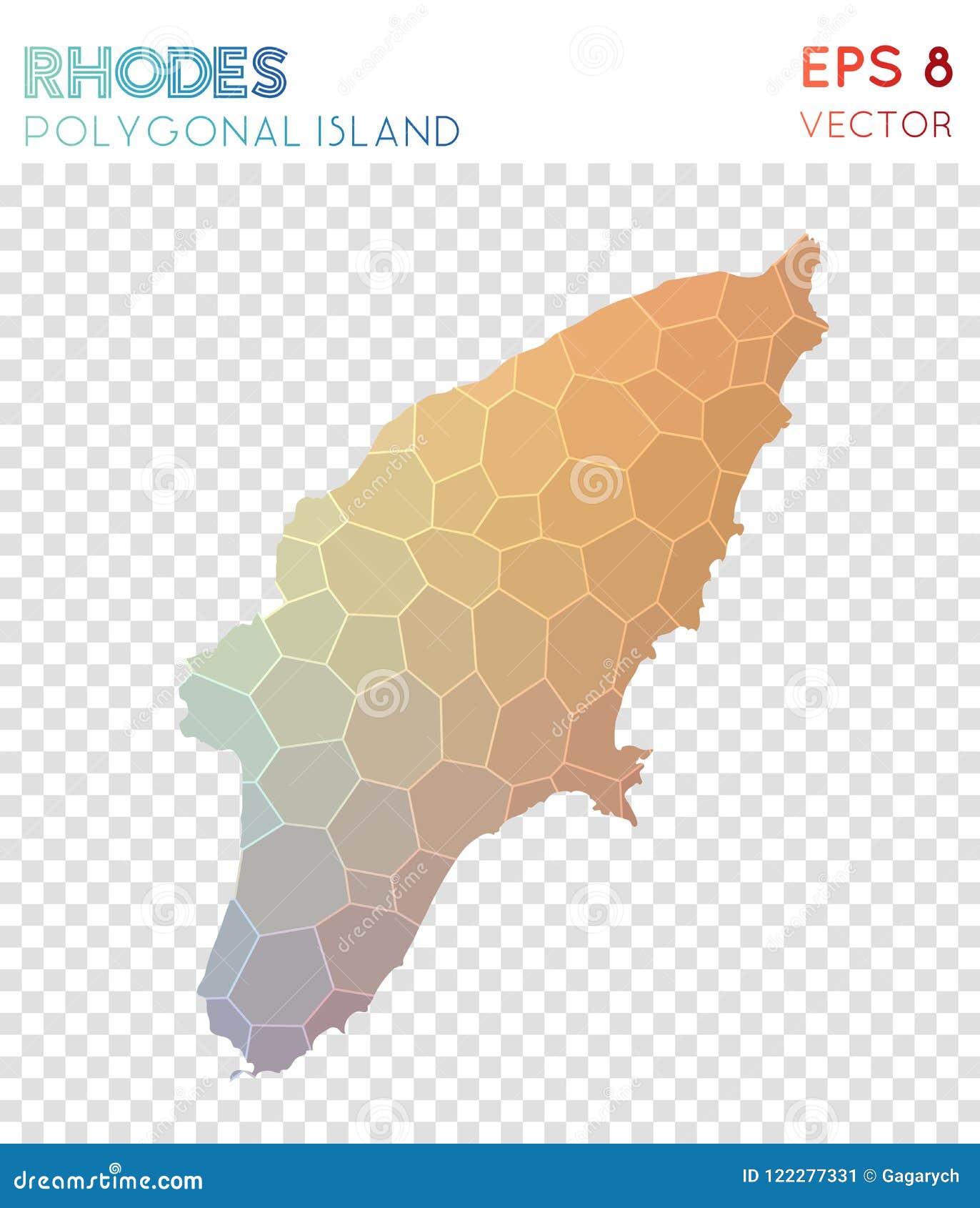 Mapa Poligonal De Rodas, Isla Del Estilo Del Mosaico Ilustración del ...