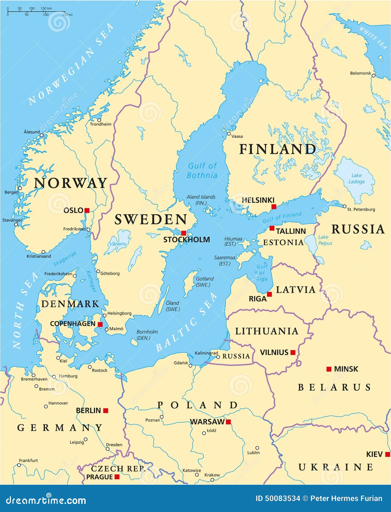 Mapa Político Da área De Mar Báltico Ilustração do Vetor - Imagem: 50083534