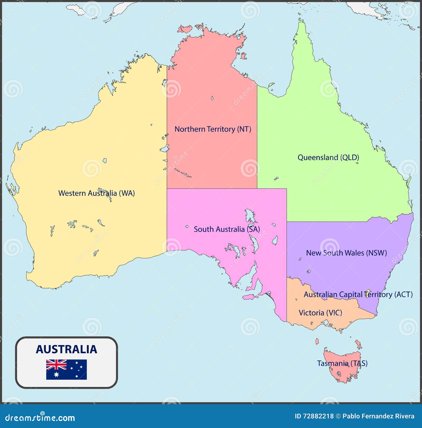 Mapa Político De Australia Con Nombres Ilustración del Vector - Imagen ...