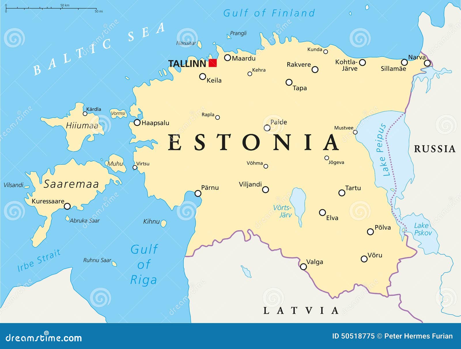 Mapa Político De Estonia Ilustración del Vector - Imagen: 50518775