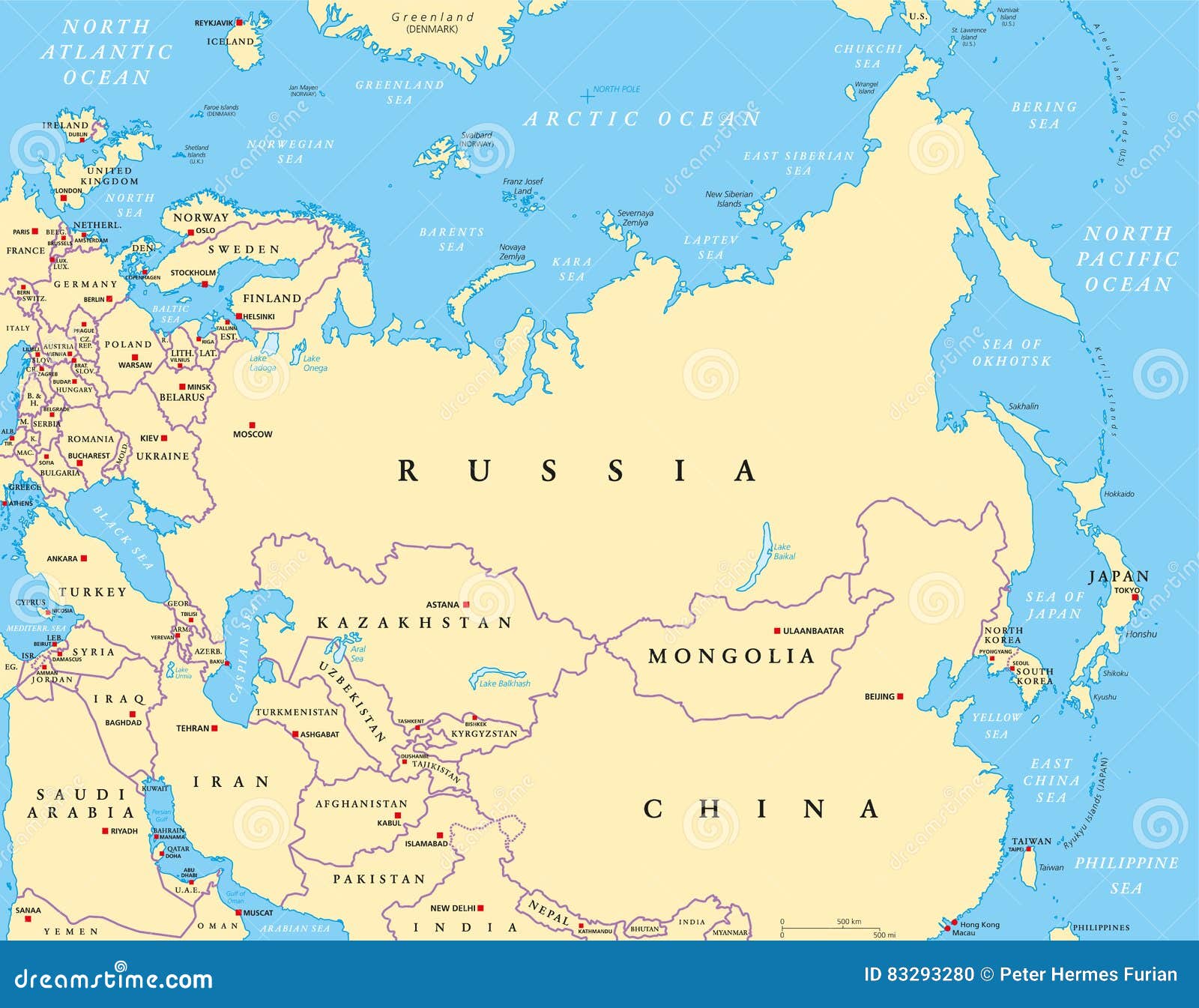 Mapa Político De Eurasia Ilustración del Vector - Imagen: 83293280