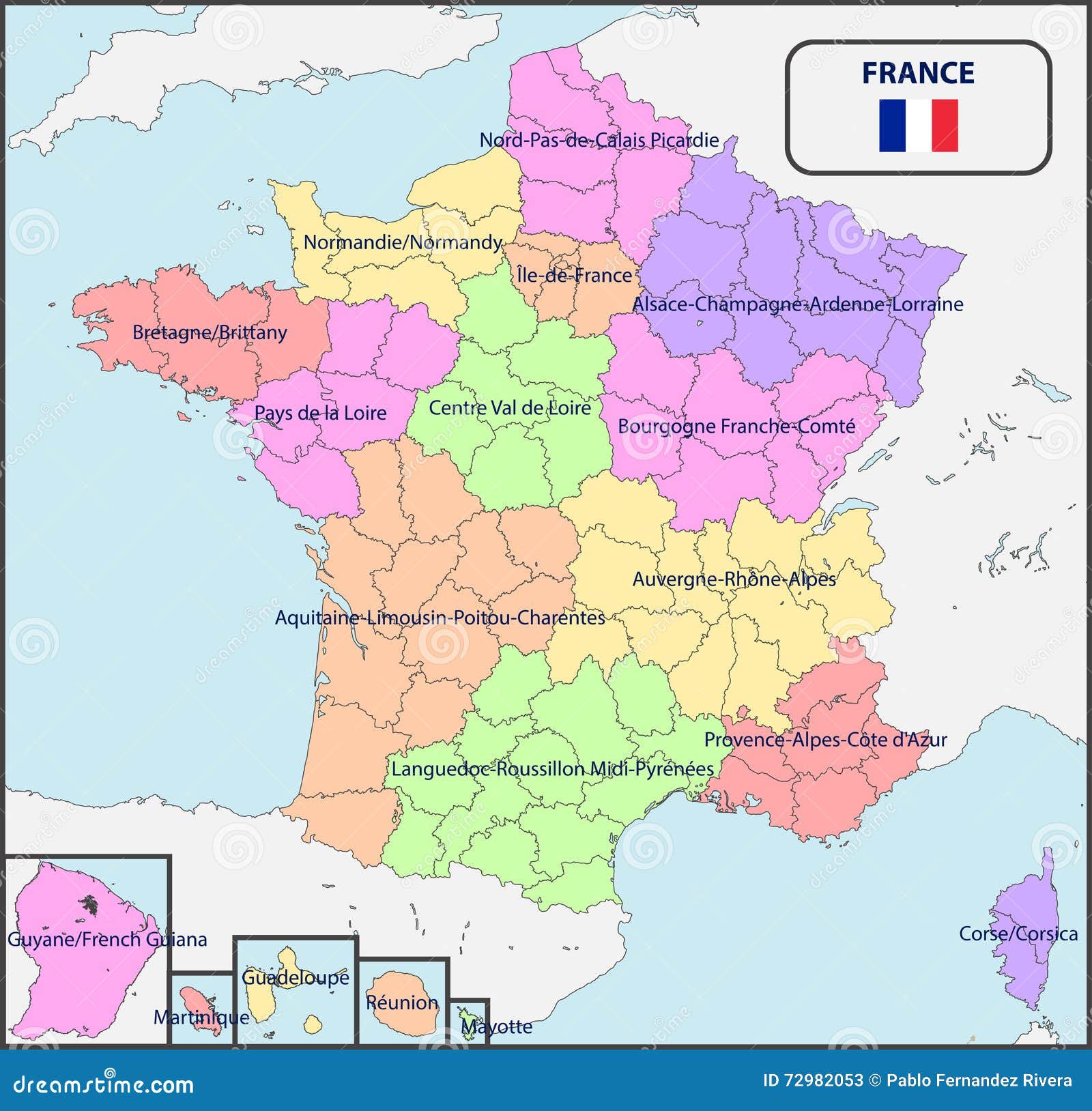 Mapa Político De Francia Con Nombres Ilustración del Vector - Imagen ...